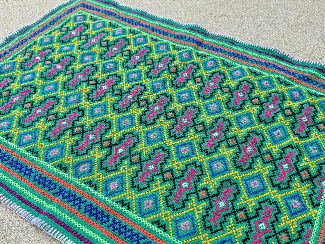 Shipibo Manta Cloth by Peruvian Artist Isabel Franchini, 18.5" X 26 ...