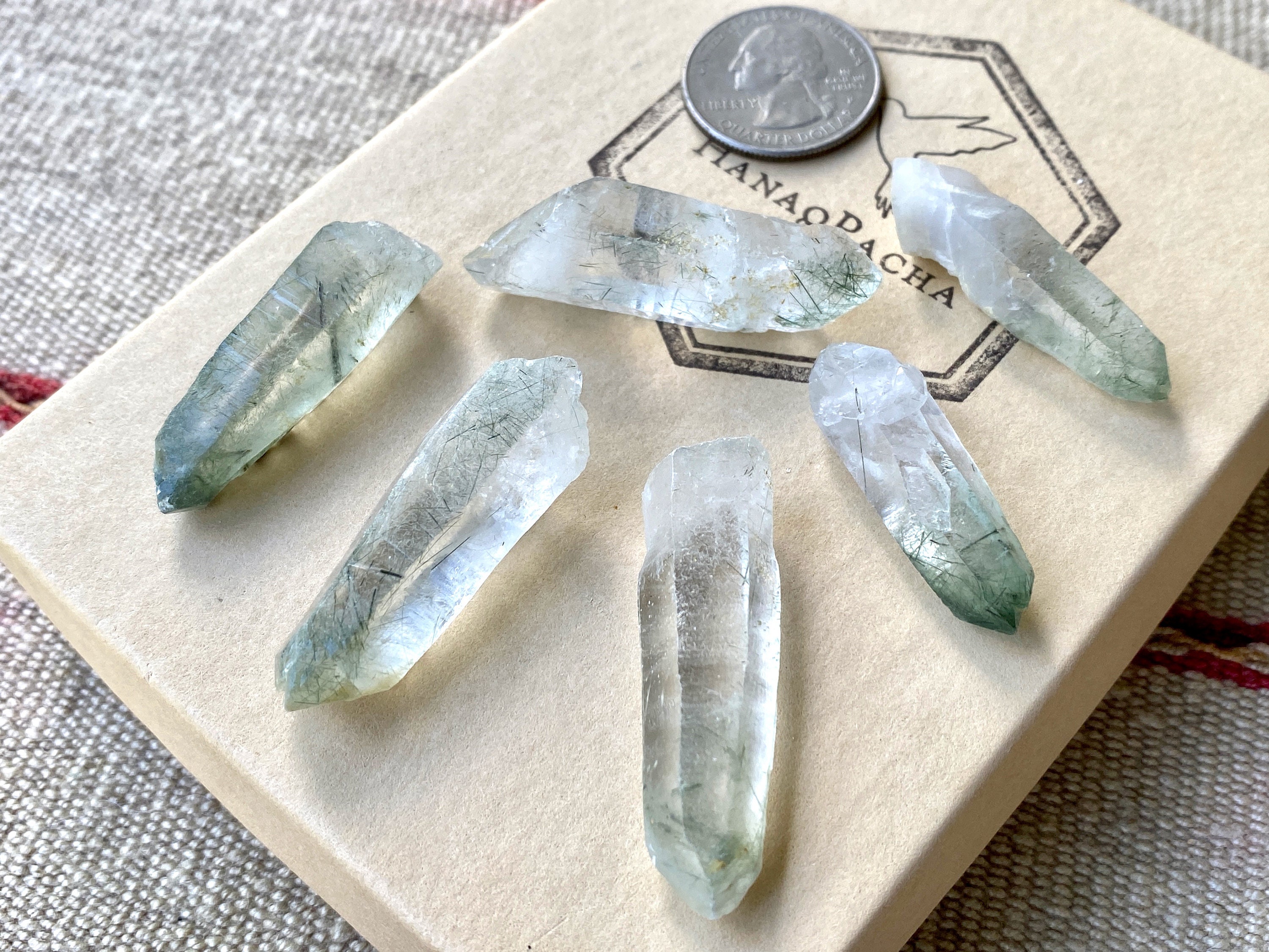 Green Chlorite Quartz Lot with Rare Actinolite Needle Inclusions, 6 ...