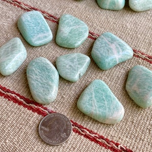 Amazonite, Calming Energy, Heart Chakra and Throat Chakra, Polished Amazonite Tumbles With ...