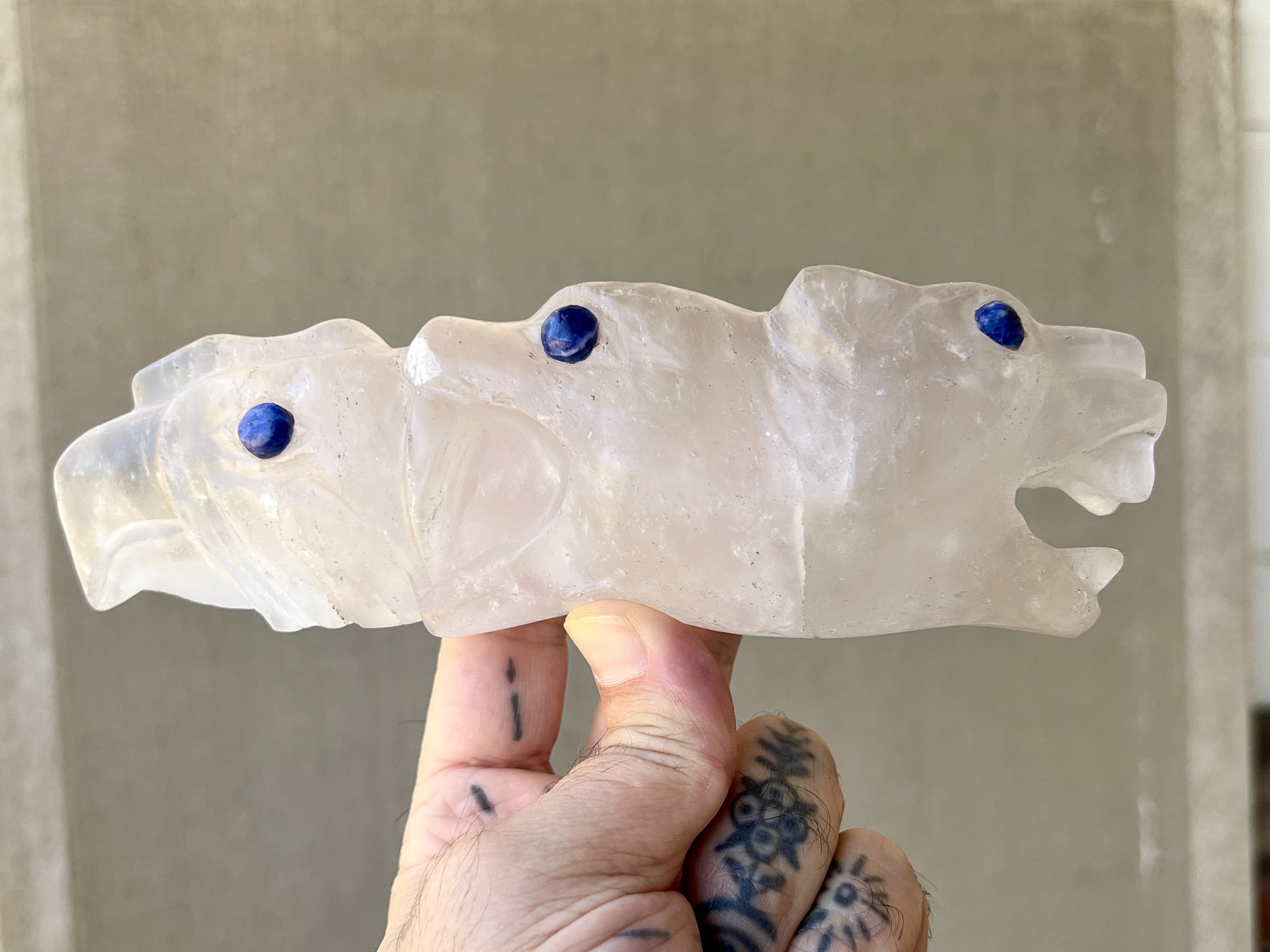 Incan Trilogy Crystal by Peruvian Artist Arturo Huarhua, Carved Quartz ...