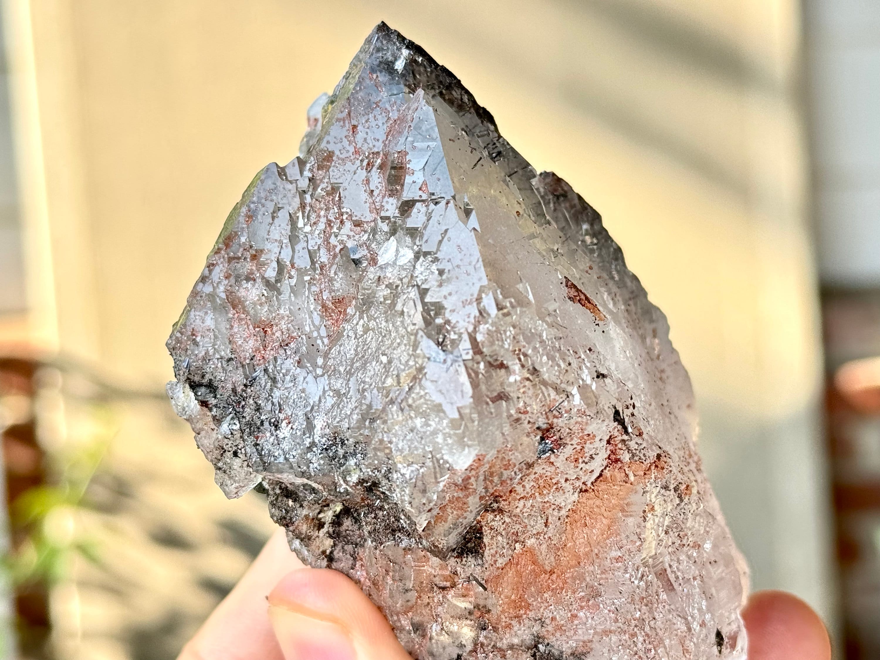 Black Samadhi Elestial Quartz with Black Tourmaline and Pink Hematite ...