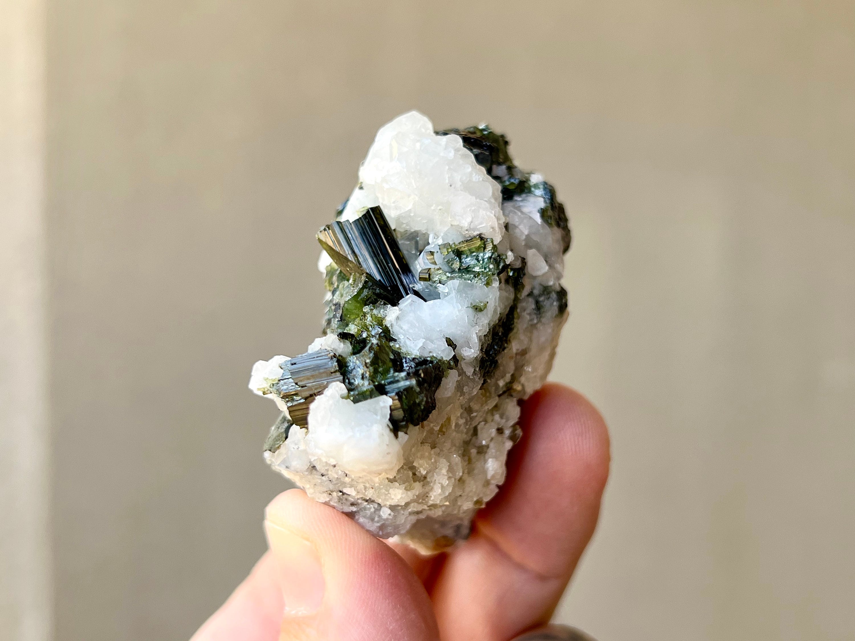 Ice Blue Albite with Green Tourmaline and Mica, New Rare Find, Aricanga ...