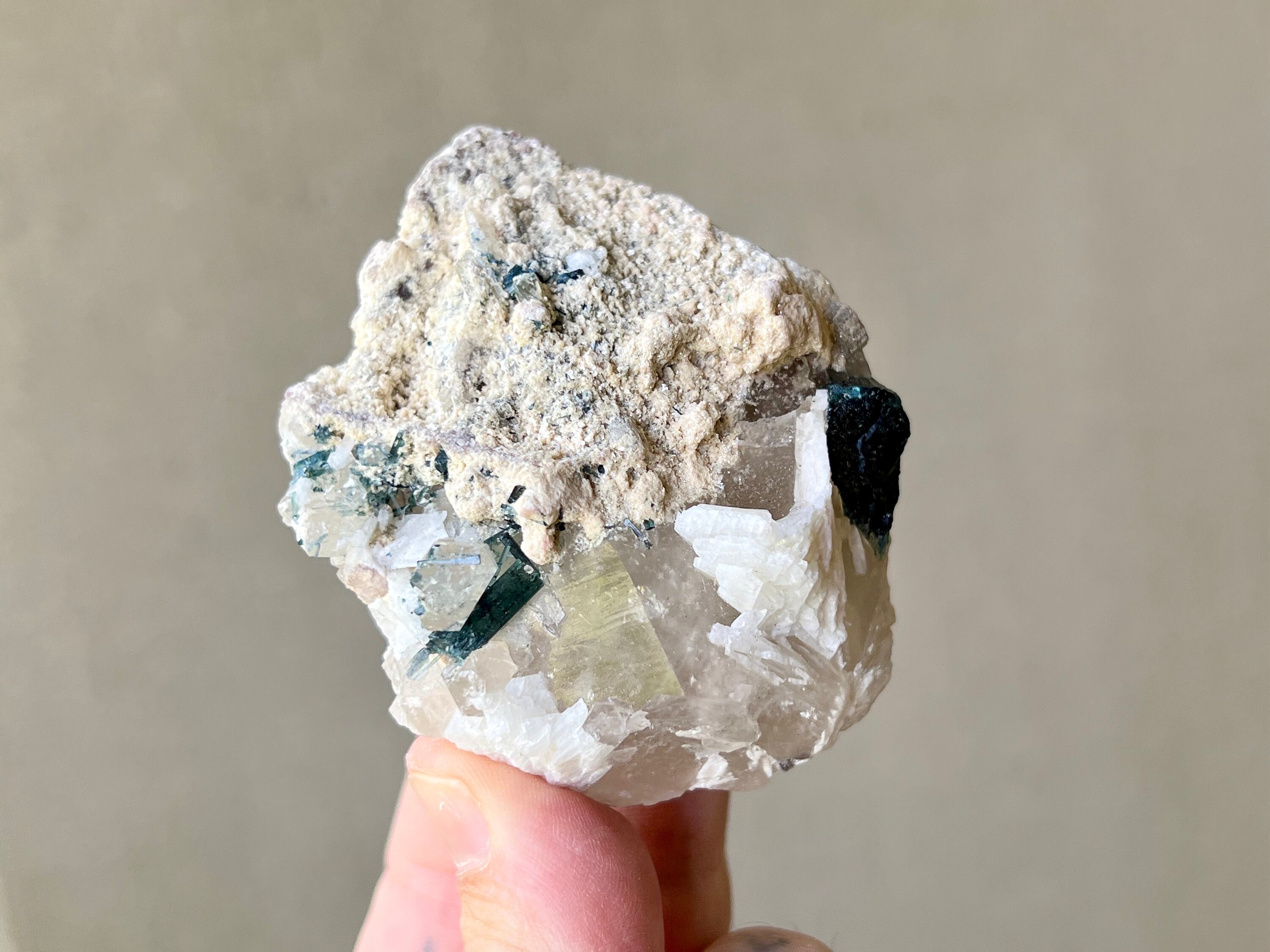 Indicolite Quartz with Feldspar, Rare Blue Tourmaline in Quartz, Third Eye Chakra, Clairvoyance ...