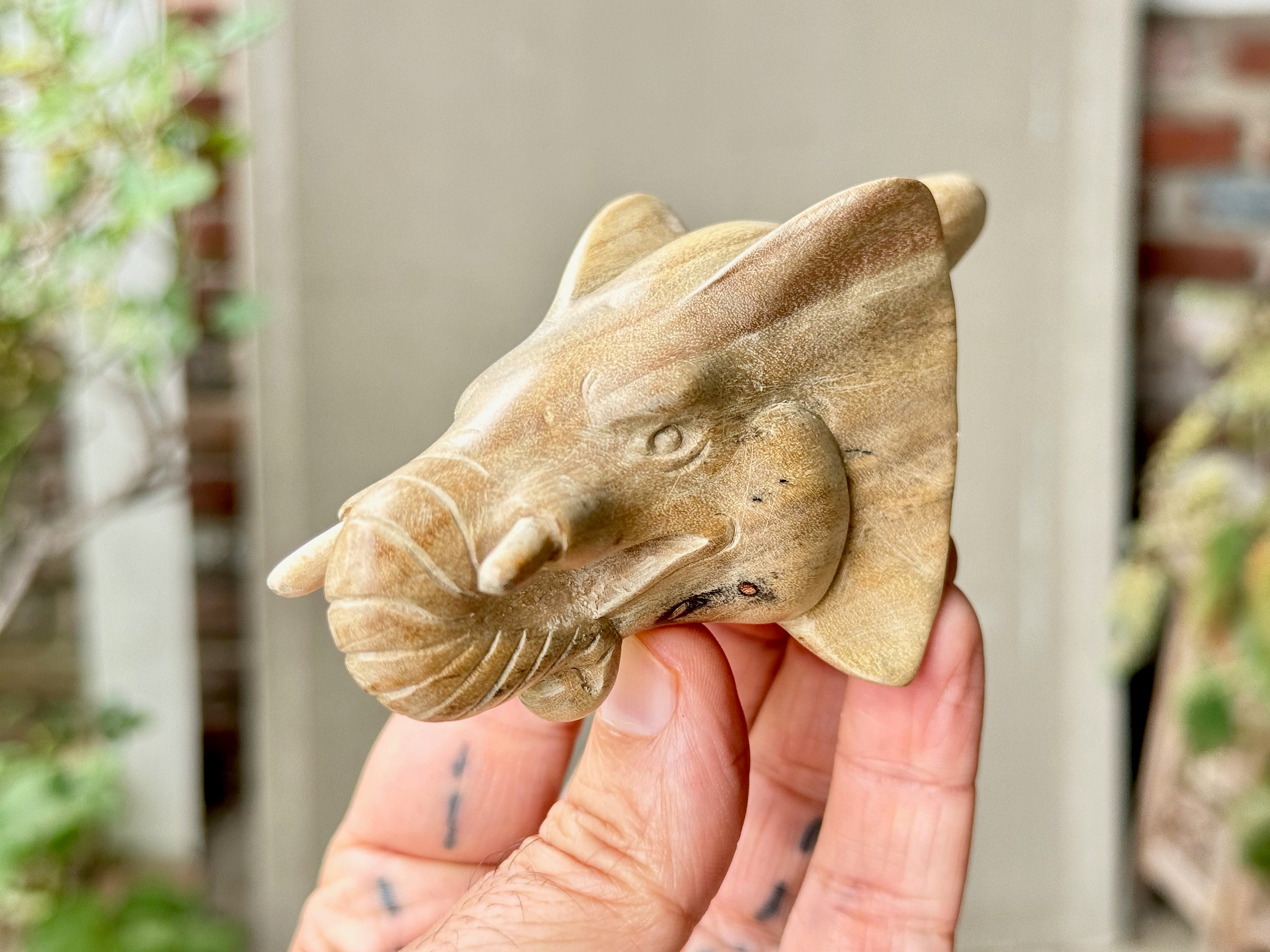 Elephant Totem Kuripe, Solid Wood Kuripe, Hand Carved from a Single ...