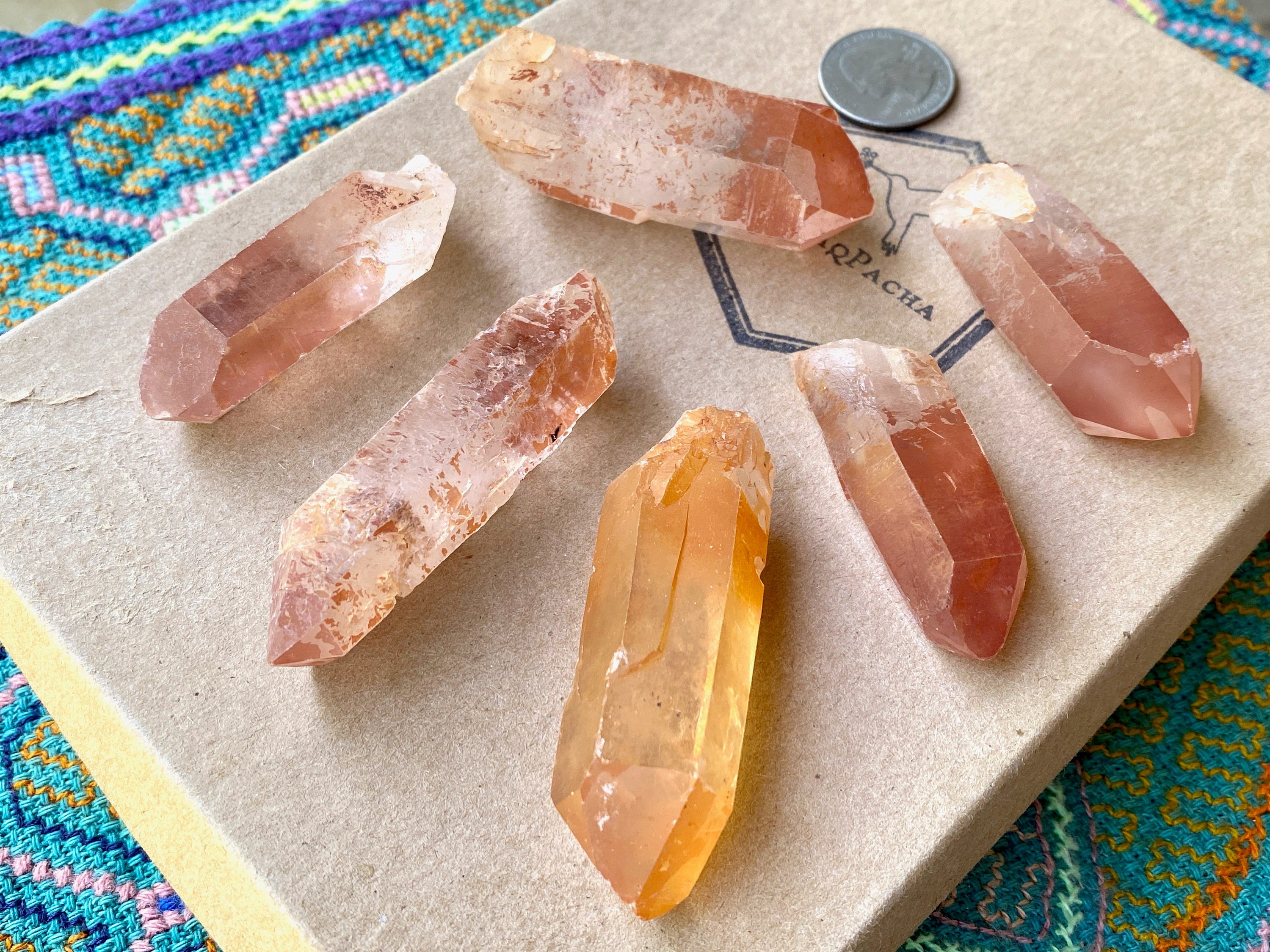 Tangerine Quartz Lot, 6 Pieces, Natural Tangerine Quartz with Vibrant ...