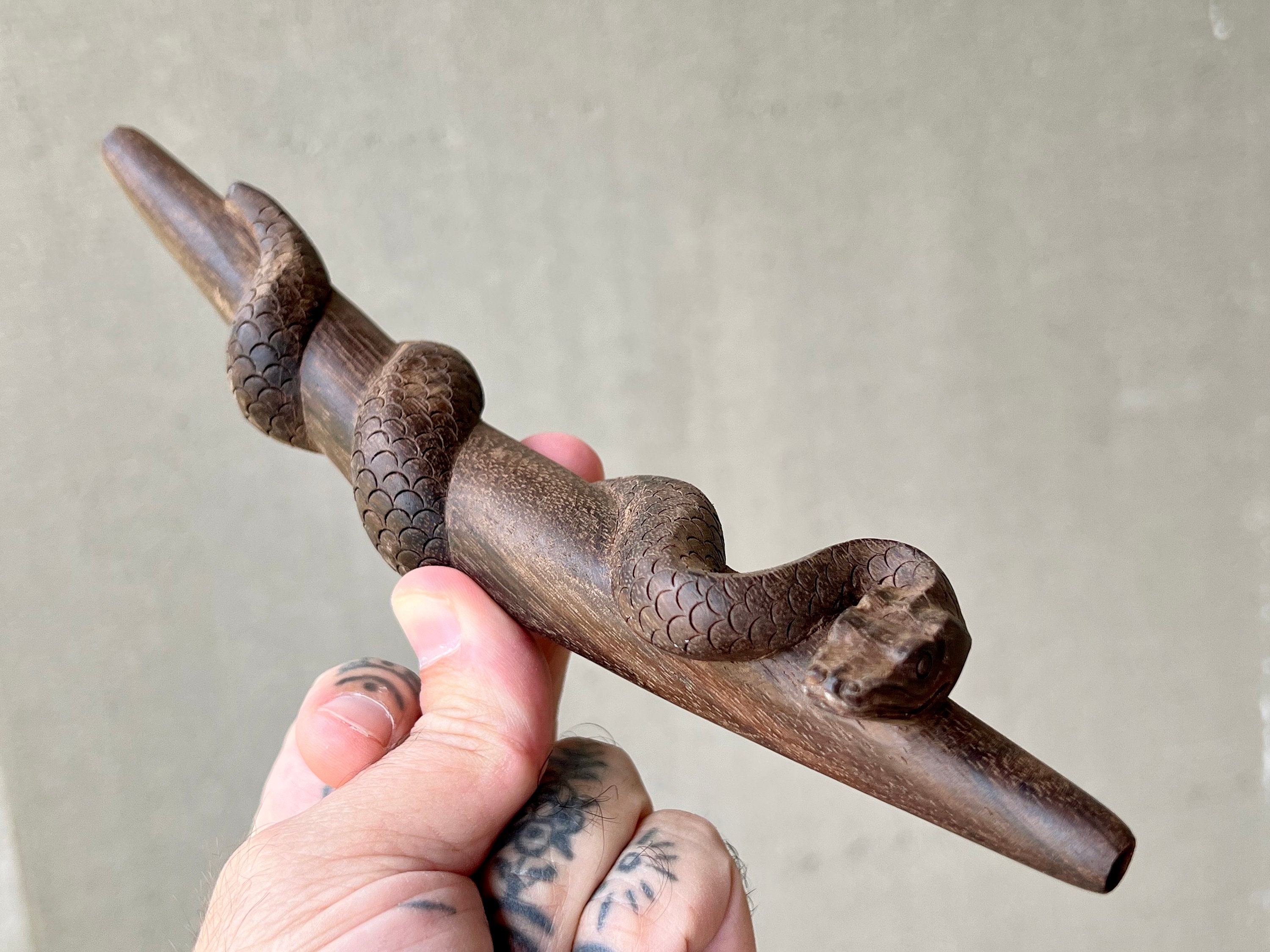 Tepi Pipe, Solid Wood Snake Tepi, Single Block Tepi, Hand Carved ...