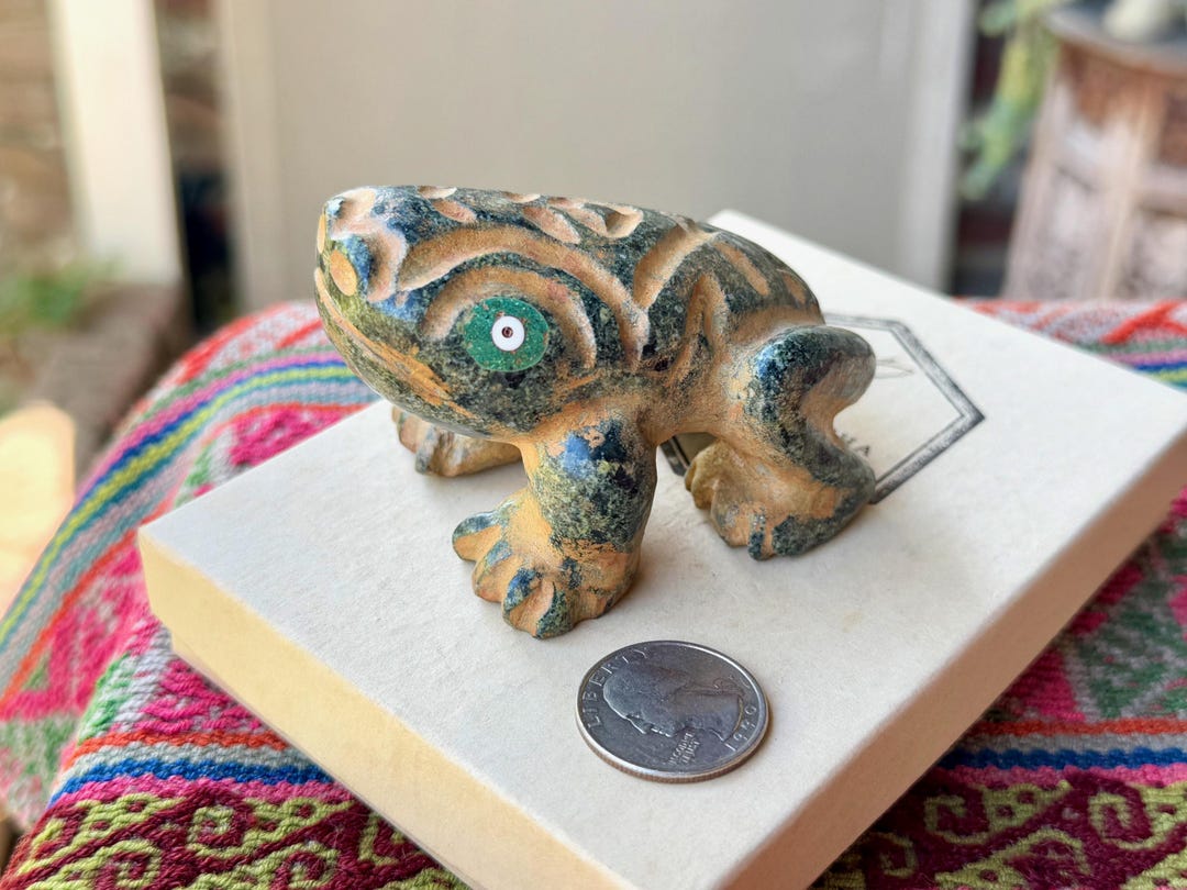 Incan Frog Totem Statue, Andean Toad Figurine, Hand Carved of ...