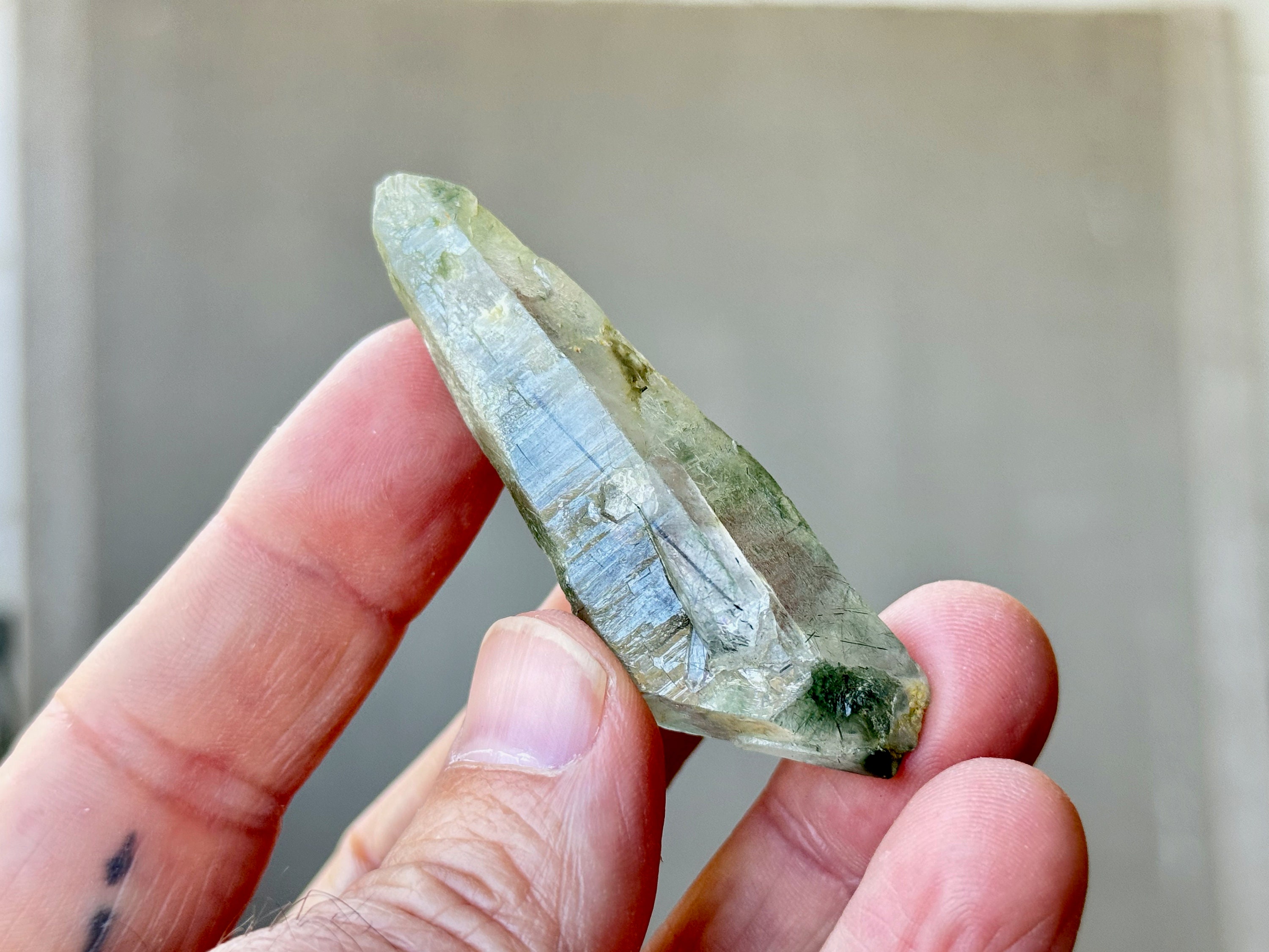 Green Chlorite Quartz with Rare Actinolite Needle Inclusions, New Find ...