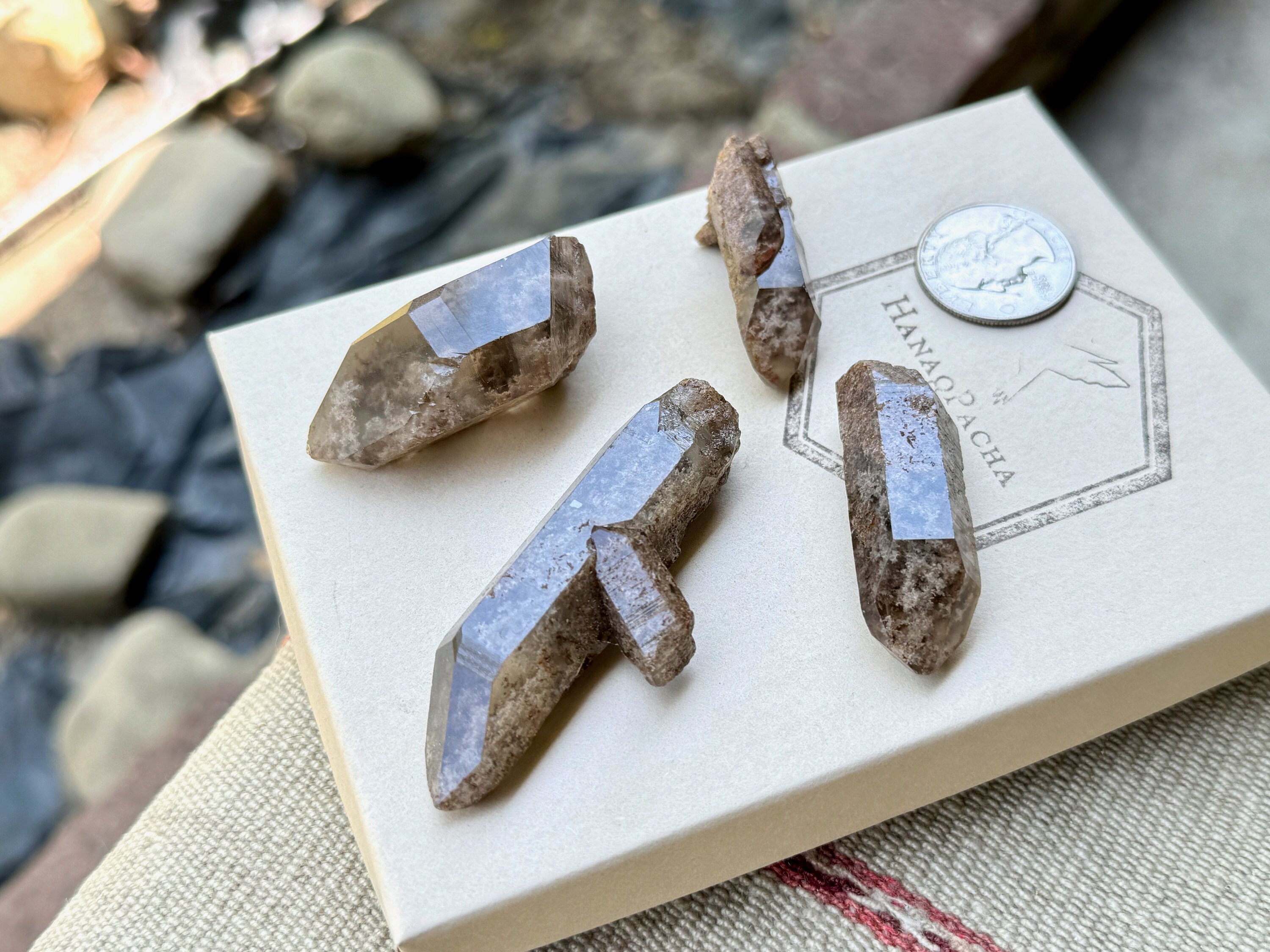 Aesthetic Smoky Lodolite Quartz Lot, 4 Pieces with Mossy, Fibrous Gray ...