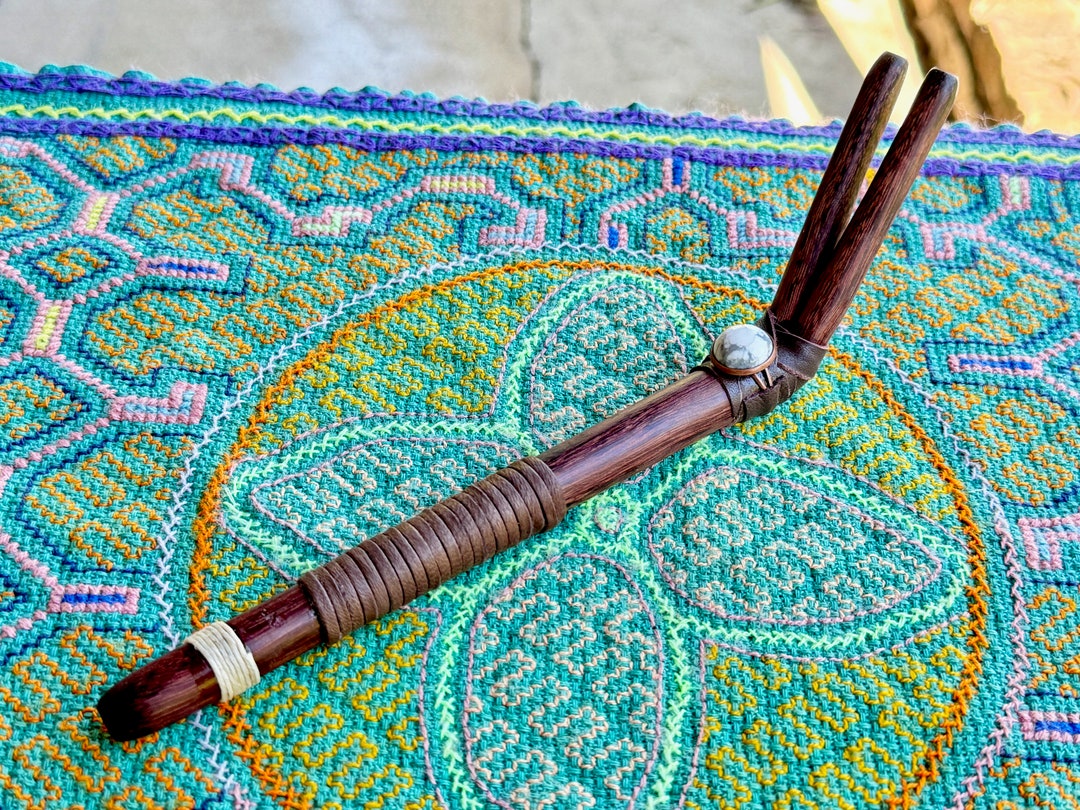 Double Tepi Pipe With Howlite, Hand Crafted Dark Tamarind Wood Tepi ...