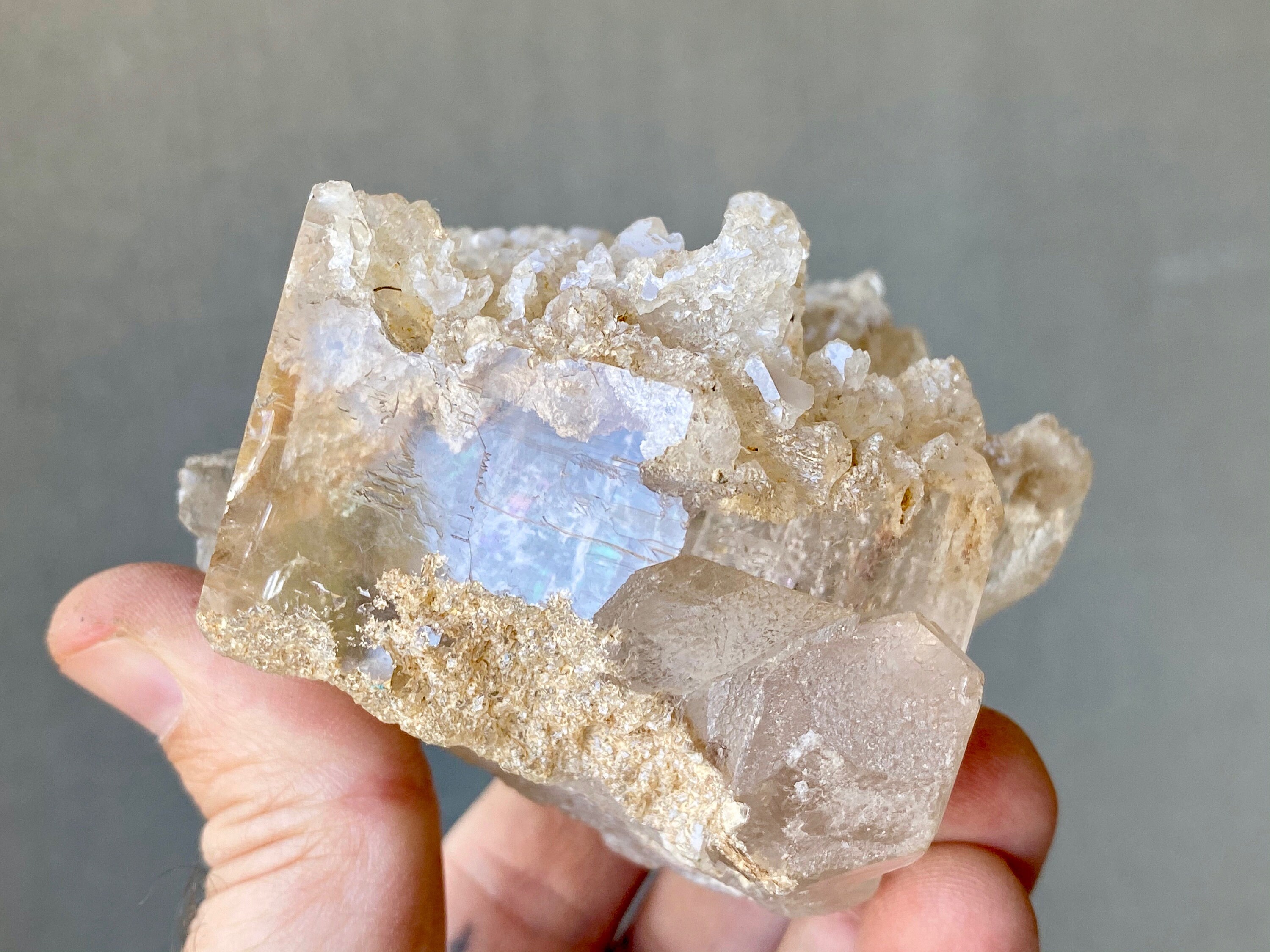 Growth Interference Quartz Crystal with Kaolinite, GIQ, Rare Find ...