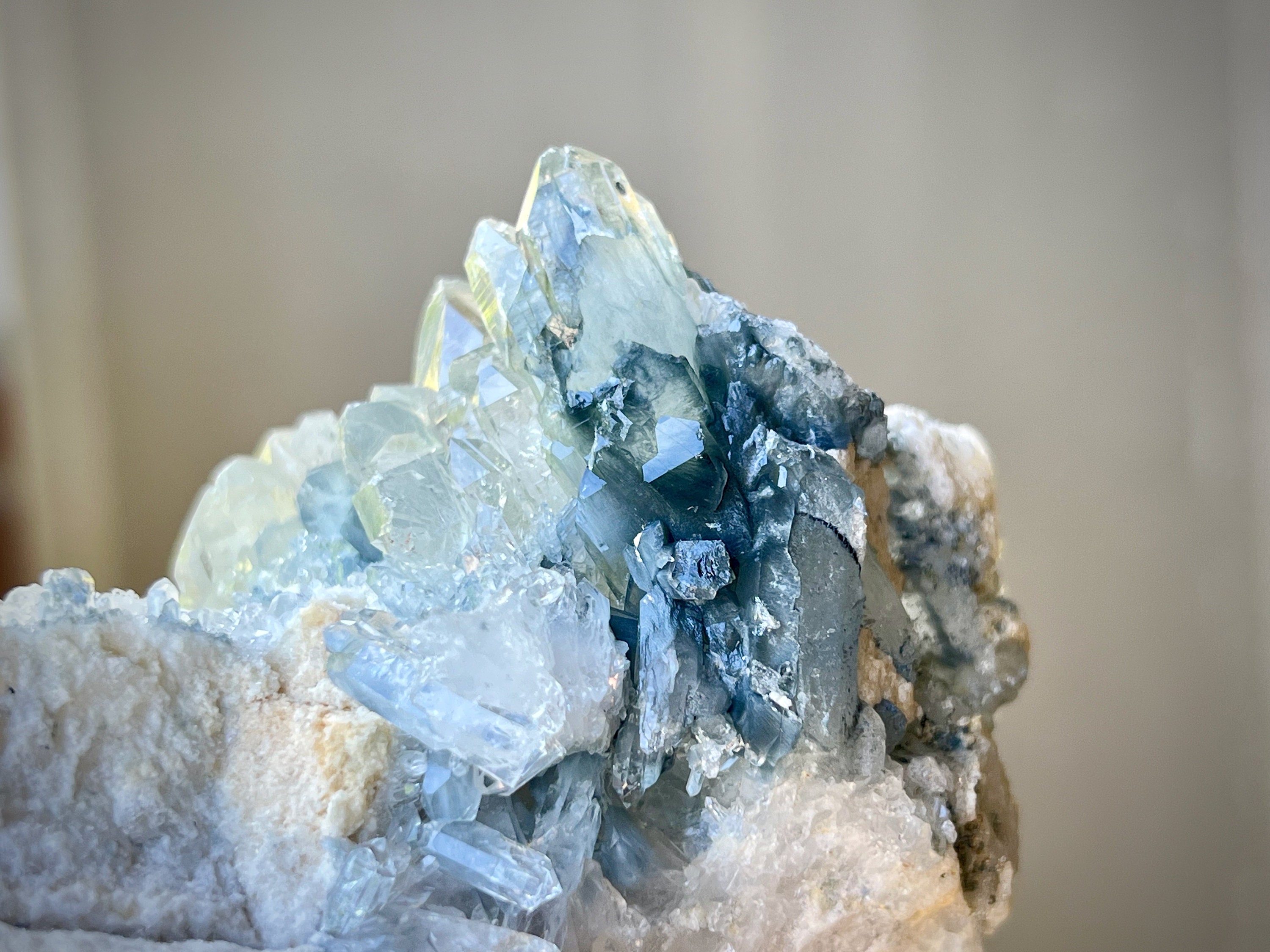 Blue Tara Quartz Cluster With Vibrant Blue Riebeckite Inclusions New Blue Tara Quartz Cluster With Vibrant Blue Riebeckite Inclusions New