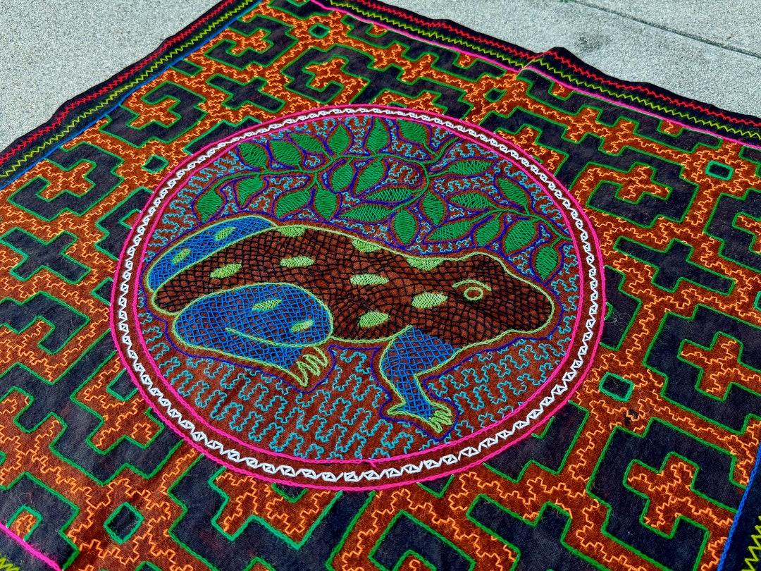Shipibo Manta Cloth With Frog by Denise Bautista, 25" X 27 ...