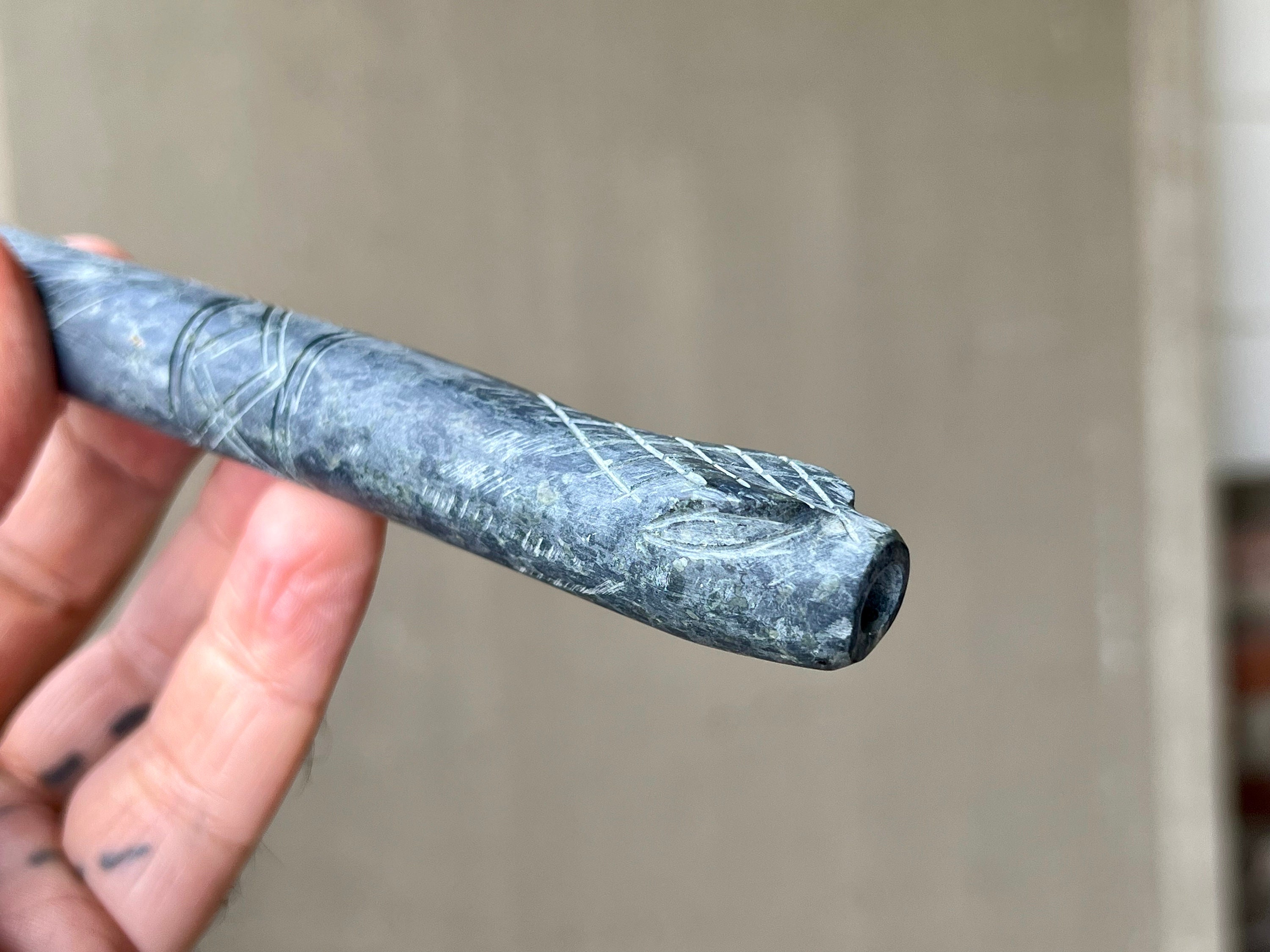 Stone Tepi Pipe, Andean Carved Stone Puma and Serpent Tepi, Shamanic ...