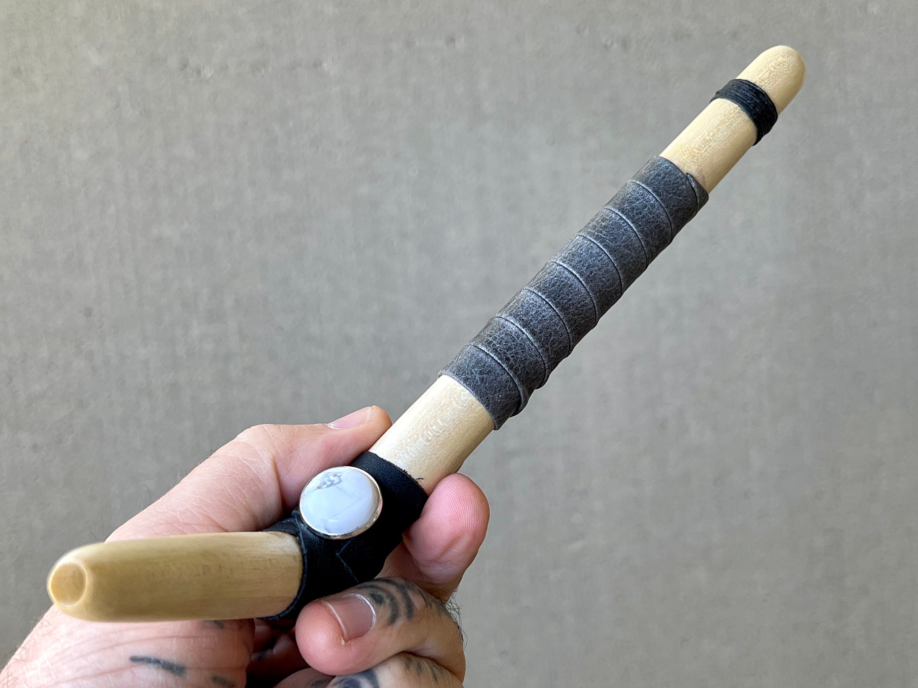Tepi Pipe with Howlite Stone, Solid Wood Tepi Pipe, Handcrafted ...