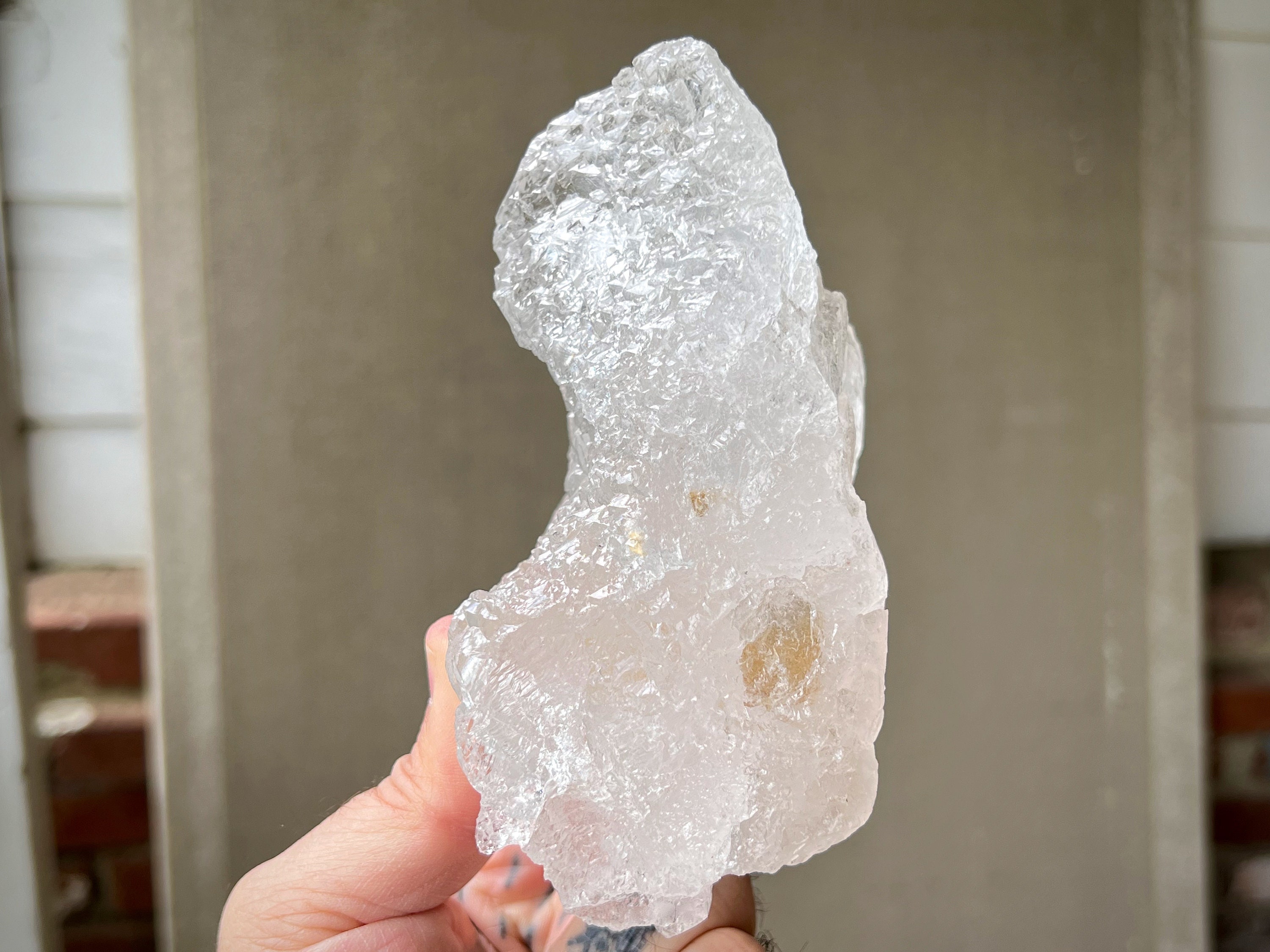 Ice Quartz Crystal with Rainbow, Large Dissolution Quartz Crystal (775g ...