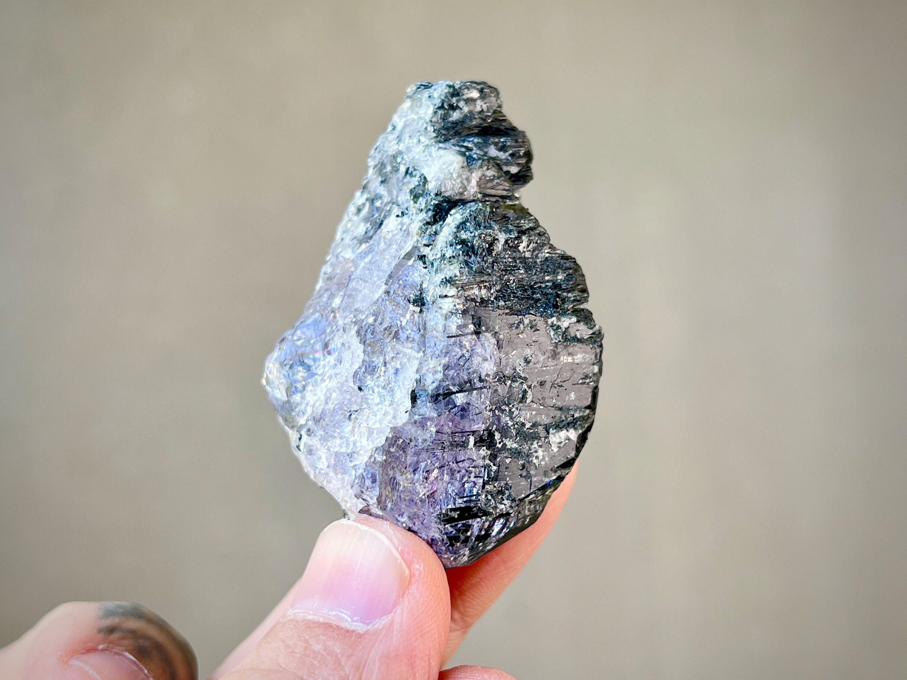 Lilac Purple Apatite Crystal with Green Actinolite Inclusion, 67g (335 ...