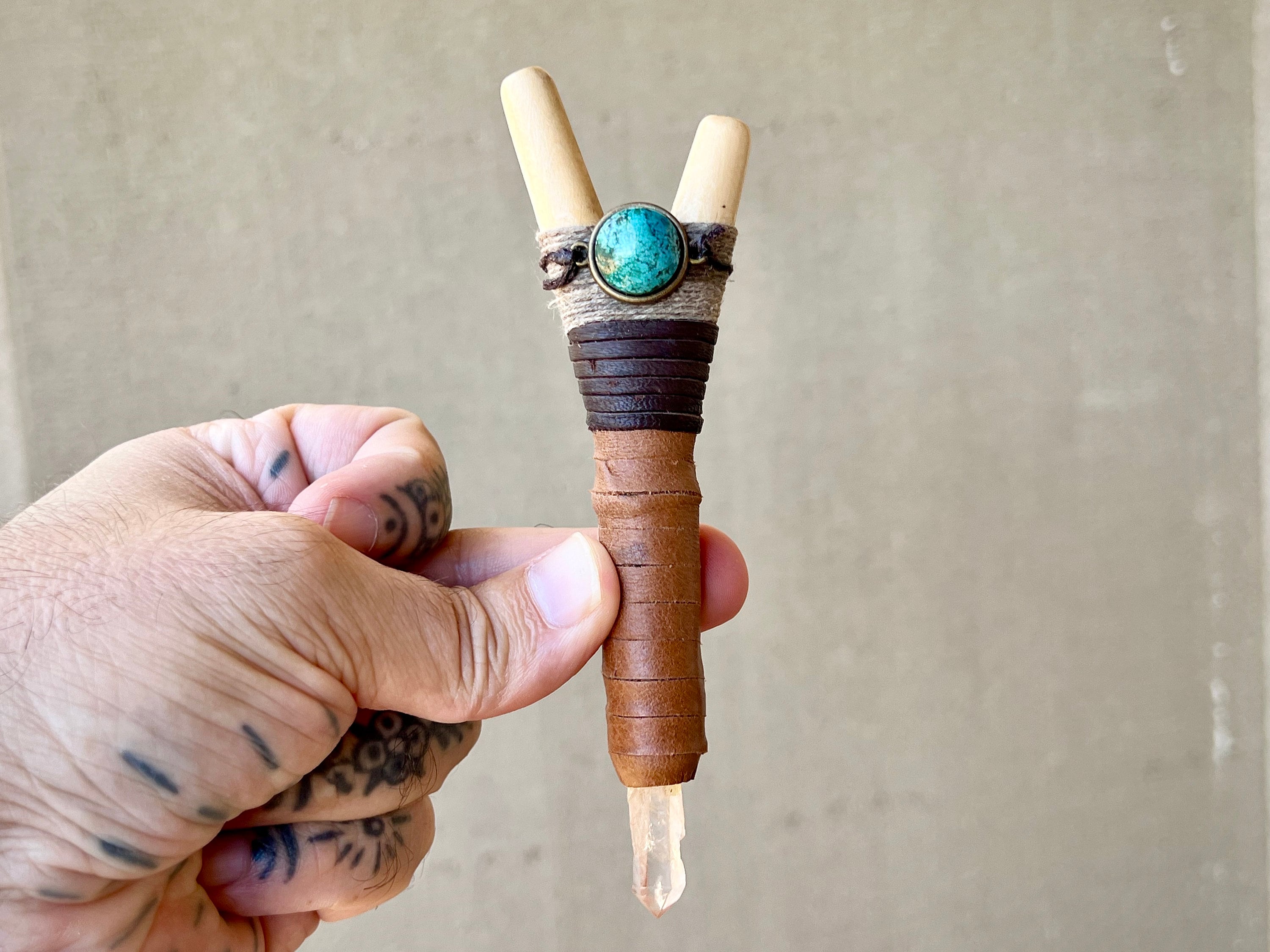 Kuripe, Single Block Kuripe with Chrysocolla and Pink Lemurian Quartz ...