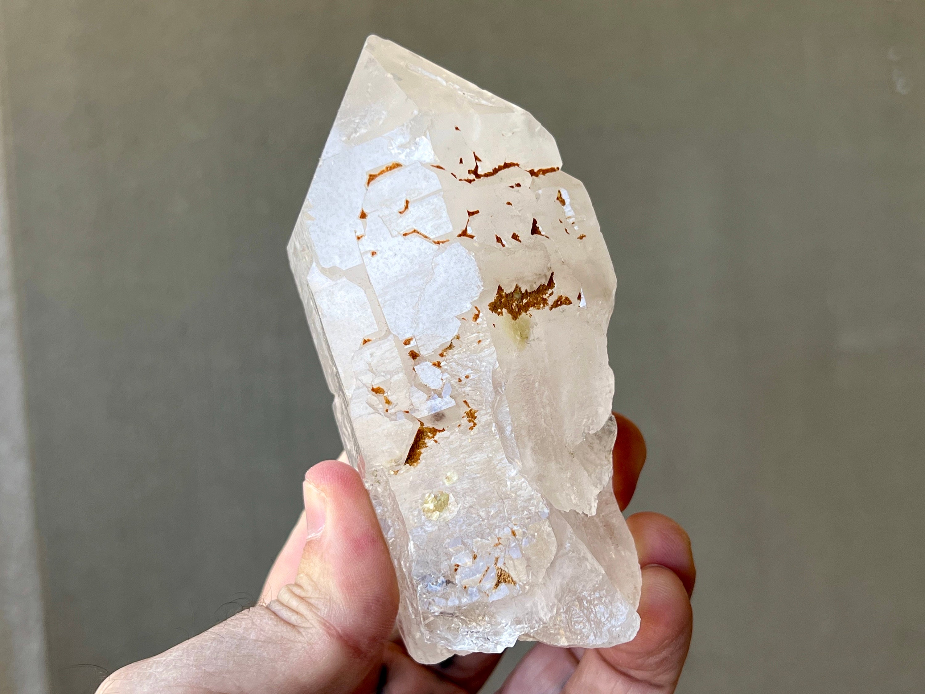 Elestial Cathedral Quartz with Natural Etchings and Orange Hematite ...