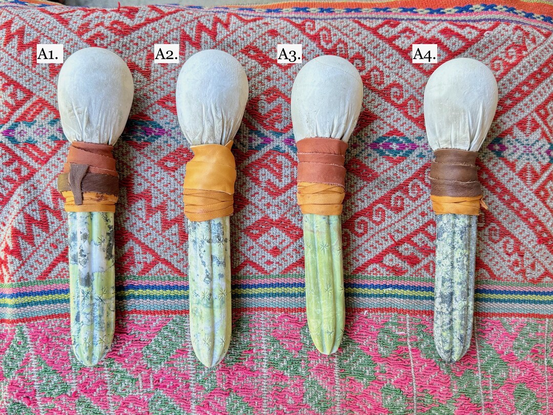 Andean Shaman Rattle With Serpentine Stone Grandfather Cactus Handle ...
