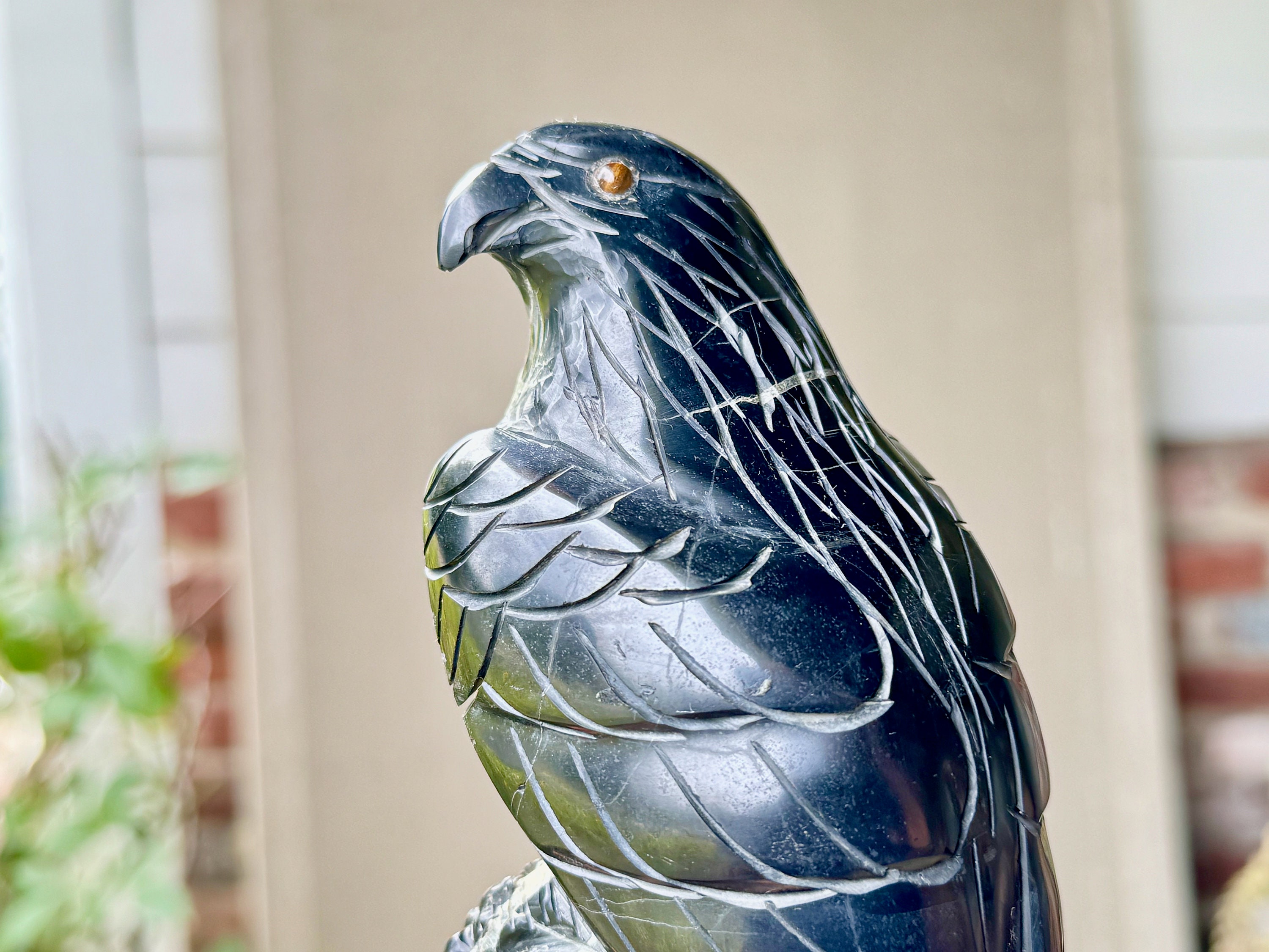 Andean Eagle Statue by Peruvian Artist Ozwaldo Perez, Hand Carved from ...
