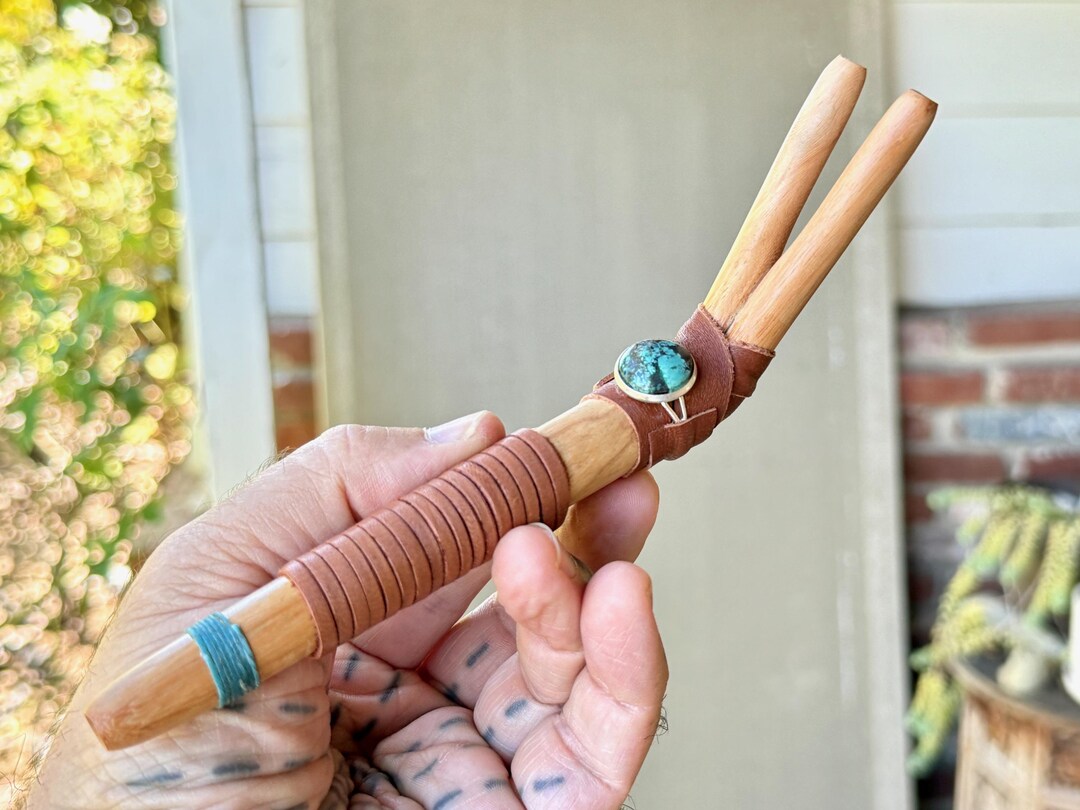 Double Tepi Pipe With Cloud Mountain Turquoise, Traditional Shamanic ...