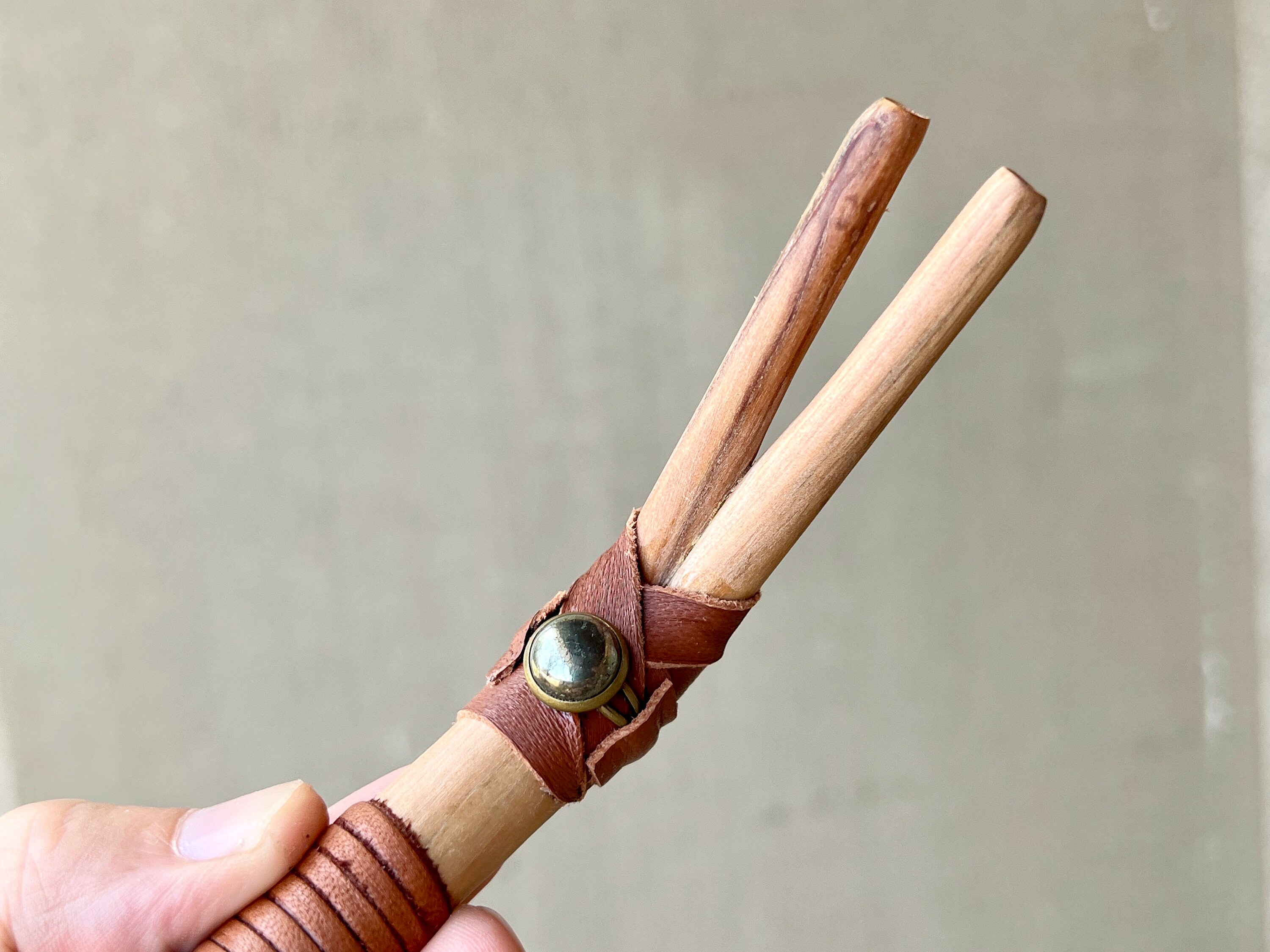 Double Tepi Pipe with Pyrite, Natural Wood Tepi, Handcrafted Shamanic ...