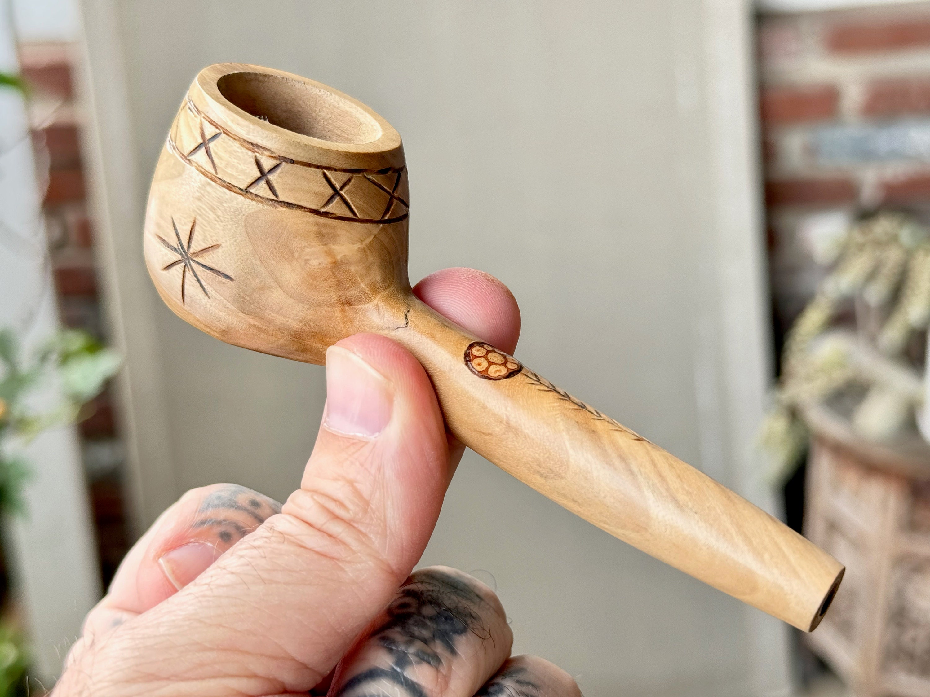 Ceremonial Mapacho Pipe with Floral Inlay, Your Choice of ONE ...