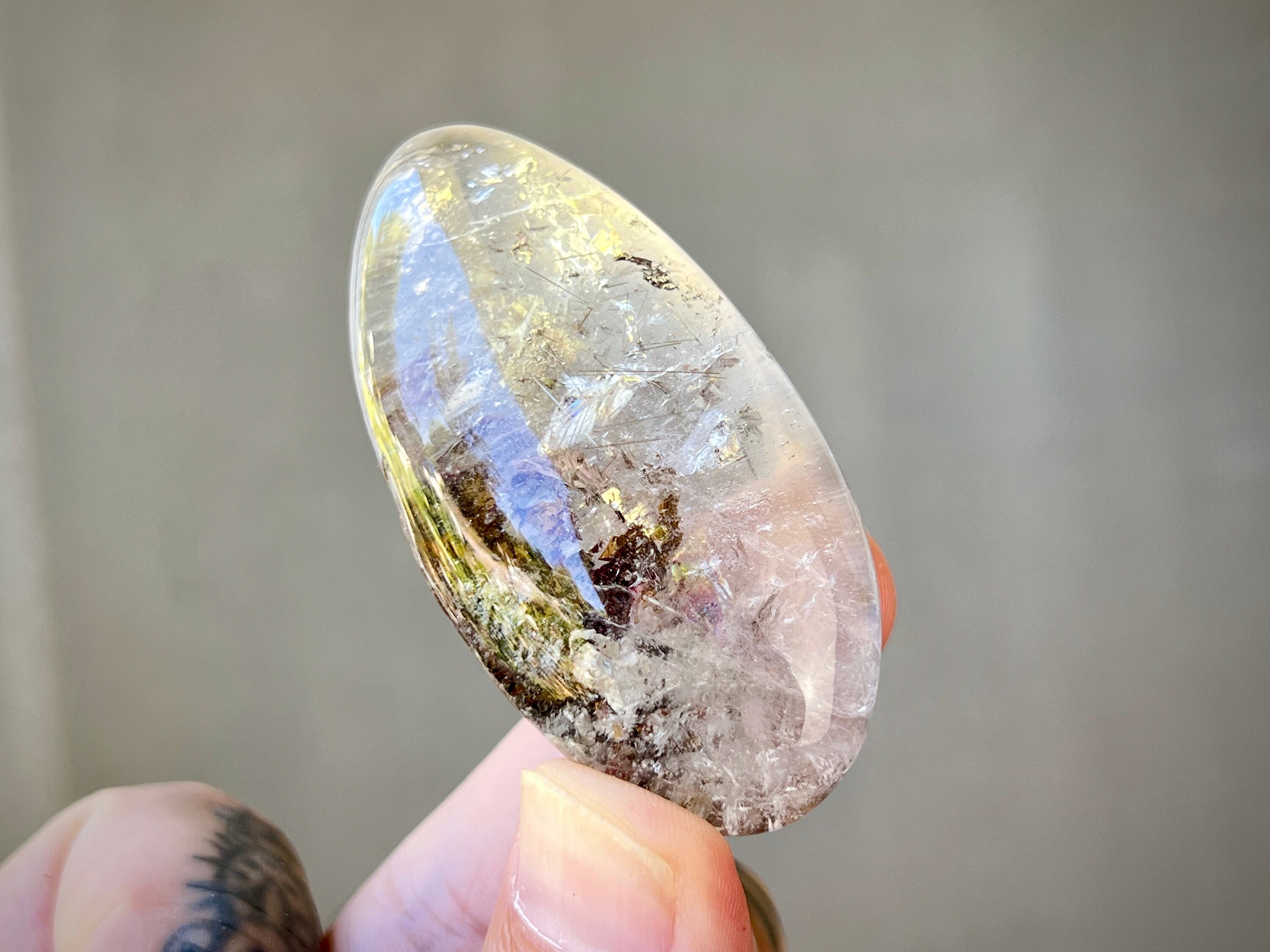 Quartz Crystal Ovular Dome with Dark Red Hematite Inclusions, Water ...