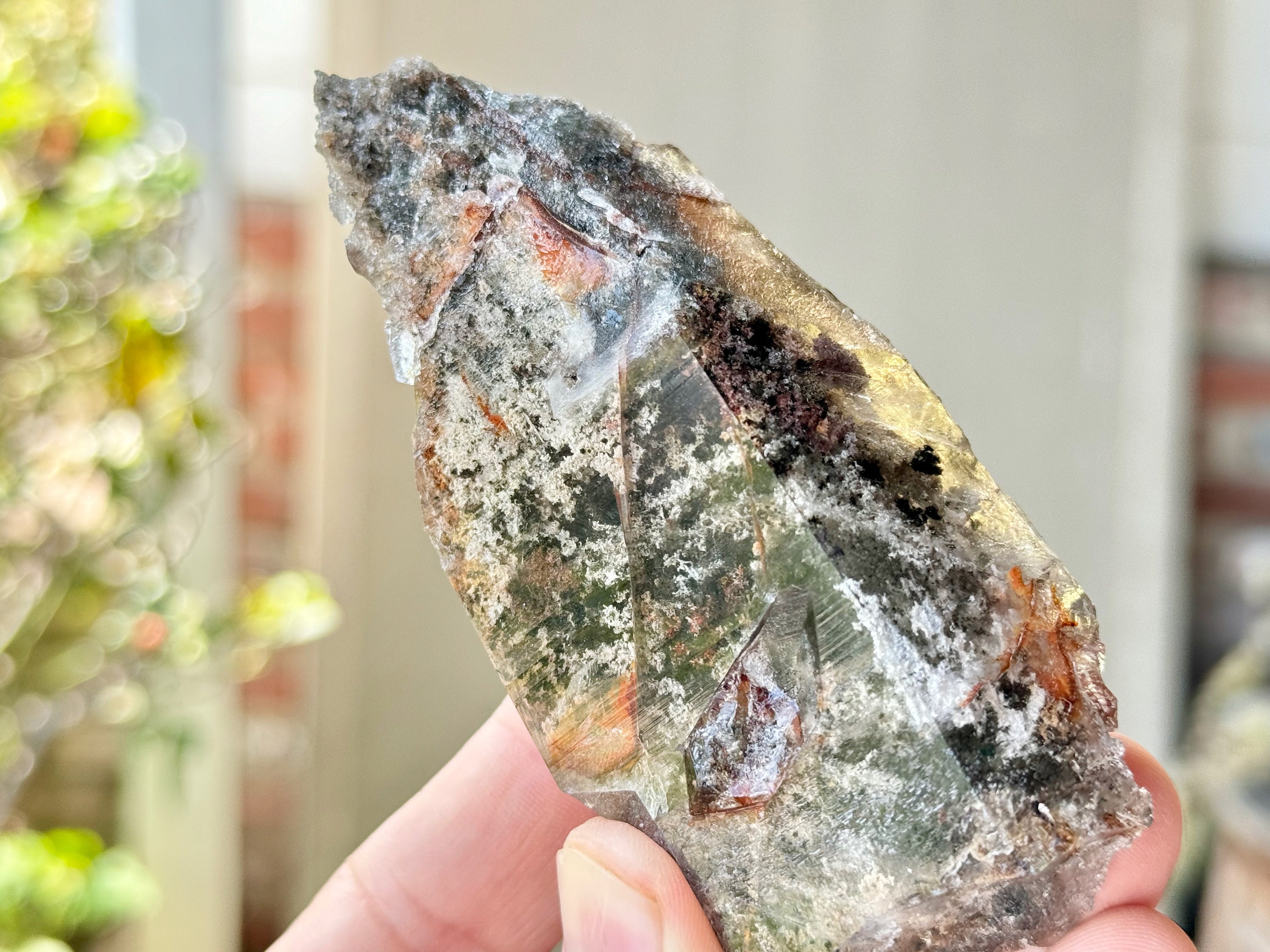 Aesthetic Smoky Lodolite Quartz with Beautiful Snowy White Inclusions ...