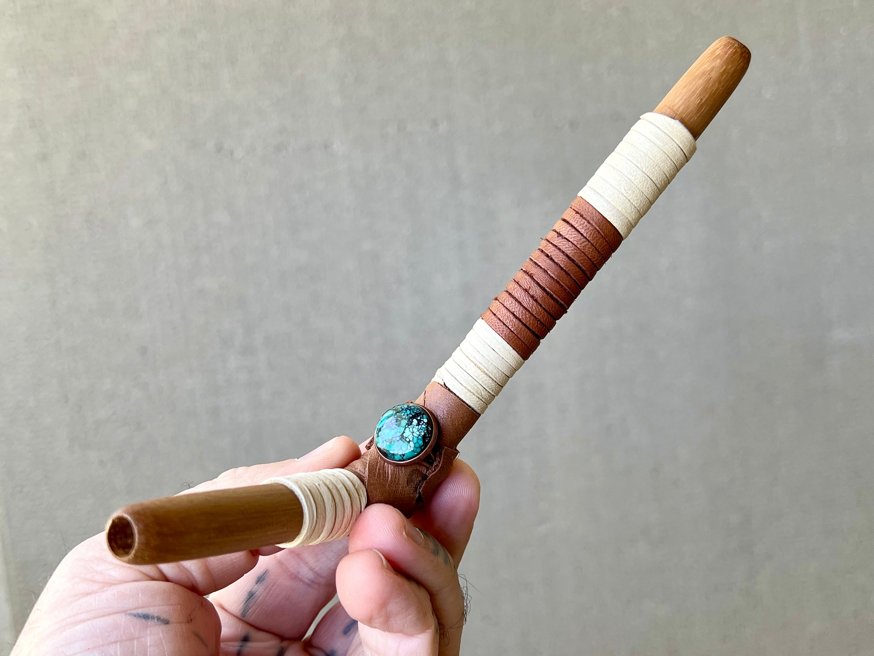 Tepi (kuripe) pipe with Cloud Mountain Turquoise, Solid Wood Tepi ...