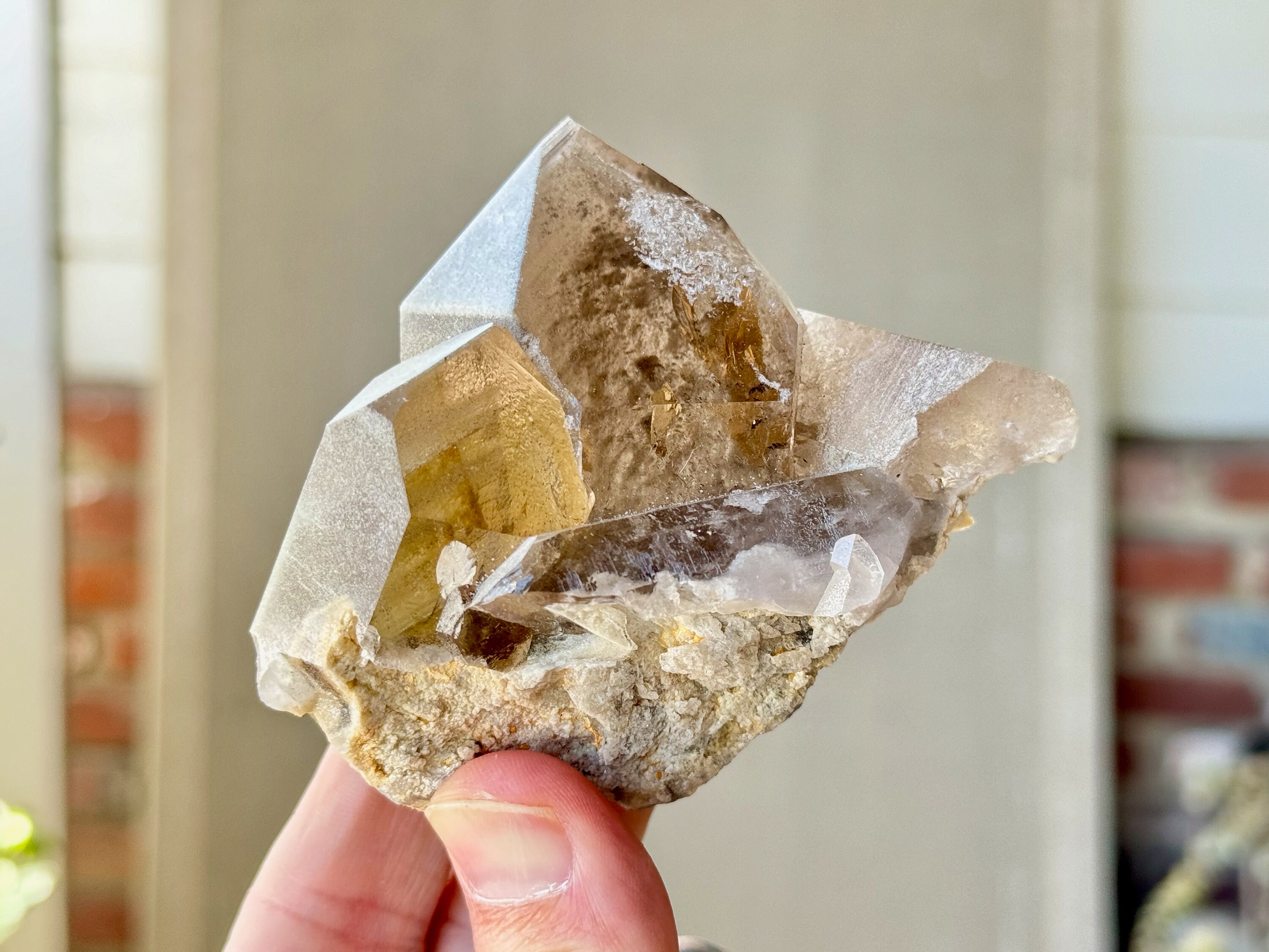 Smoky Lodolite Quartz with Snowy White Kaolinite Inclusions ...