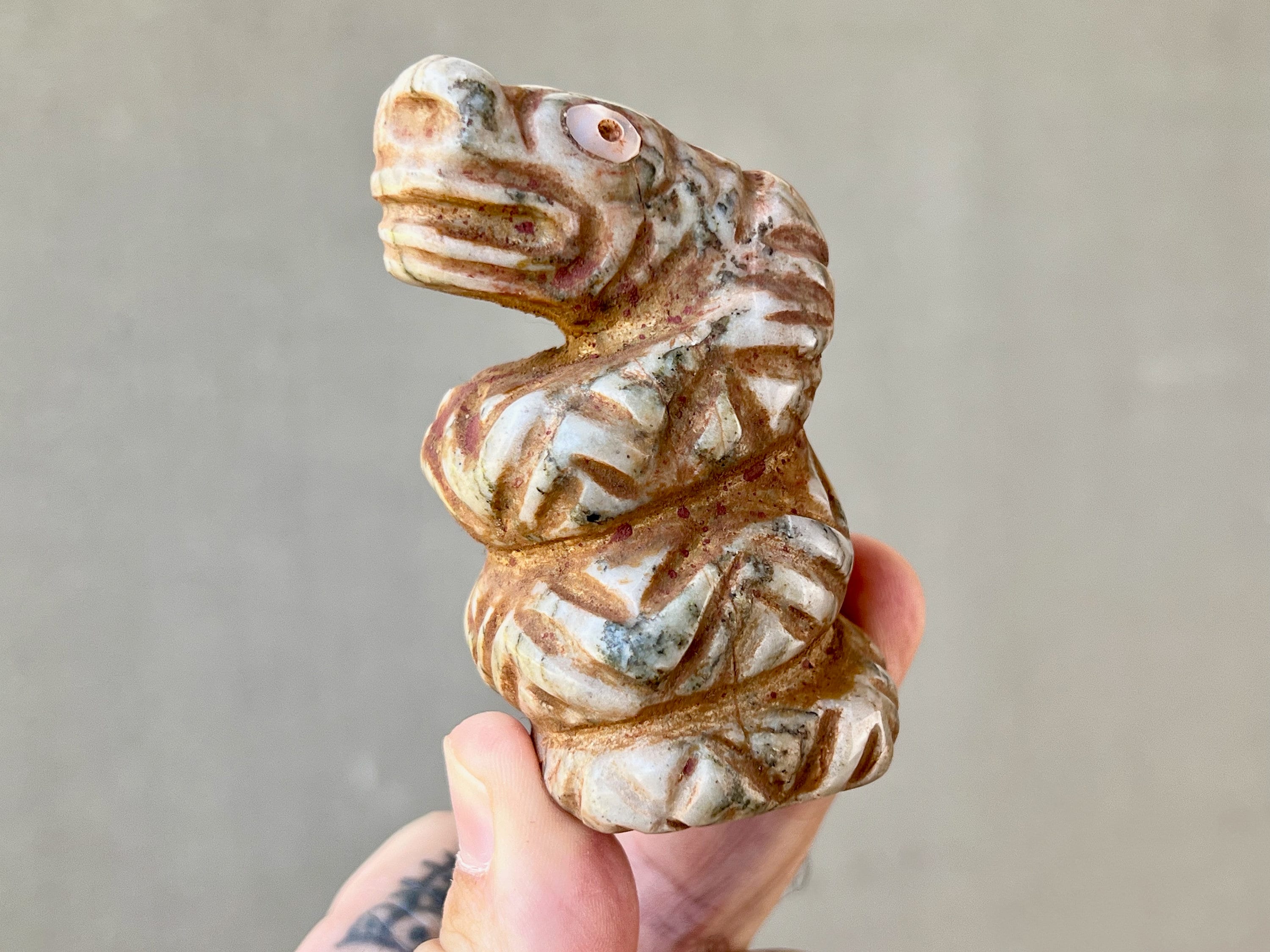 Incan Crystal Serpent by Peruvian Artist Ruben Layme, Hand Carved White ...