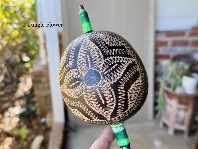 Shaman Rattle From Peru, Large Shipibo Gourd Rattle for Shamanic ...