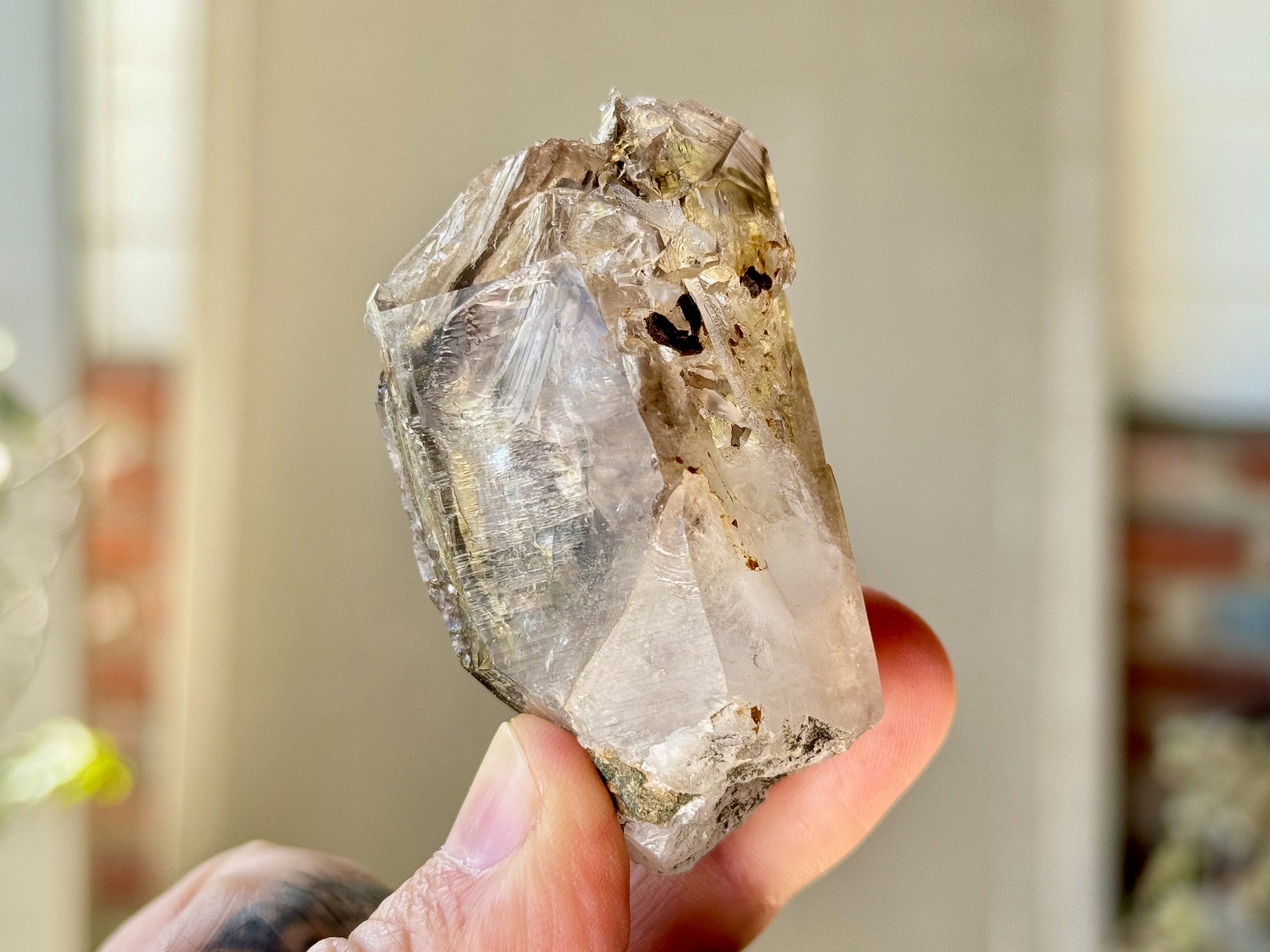 Smoky Enhydro Quartz with Multiple Active Enhydros from The Goboboseb ...