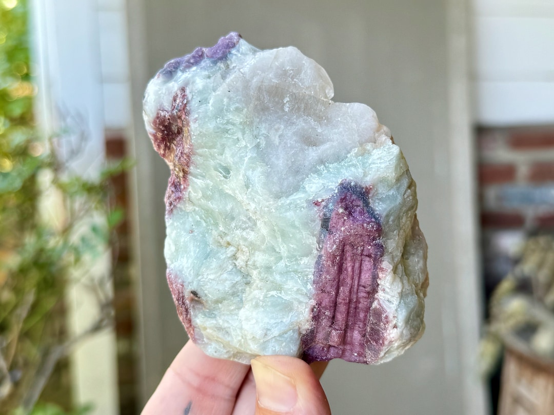 Blue Albite With Pink Tourmaline, Aricanga Mine, 386g, Rare Find, Heart ...
