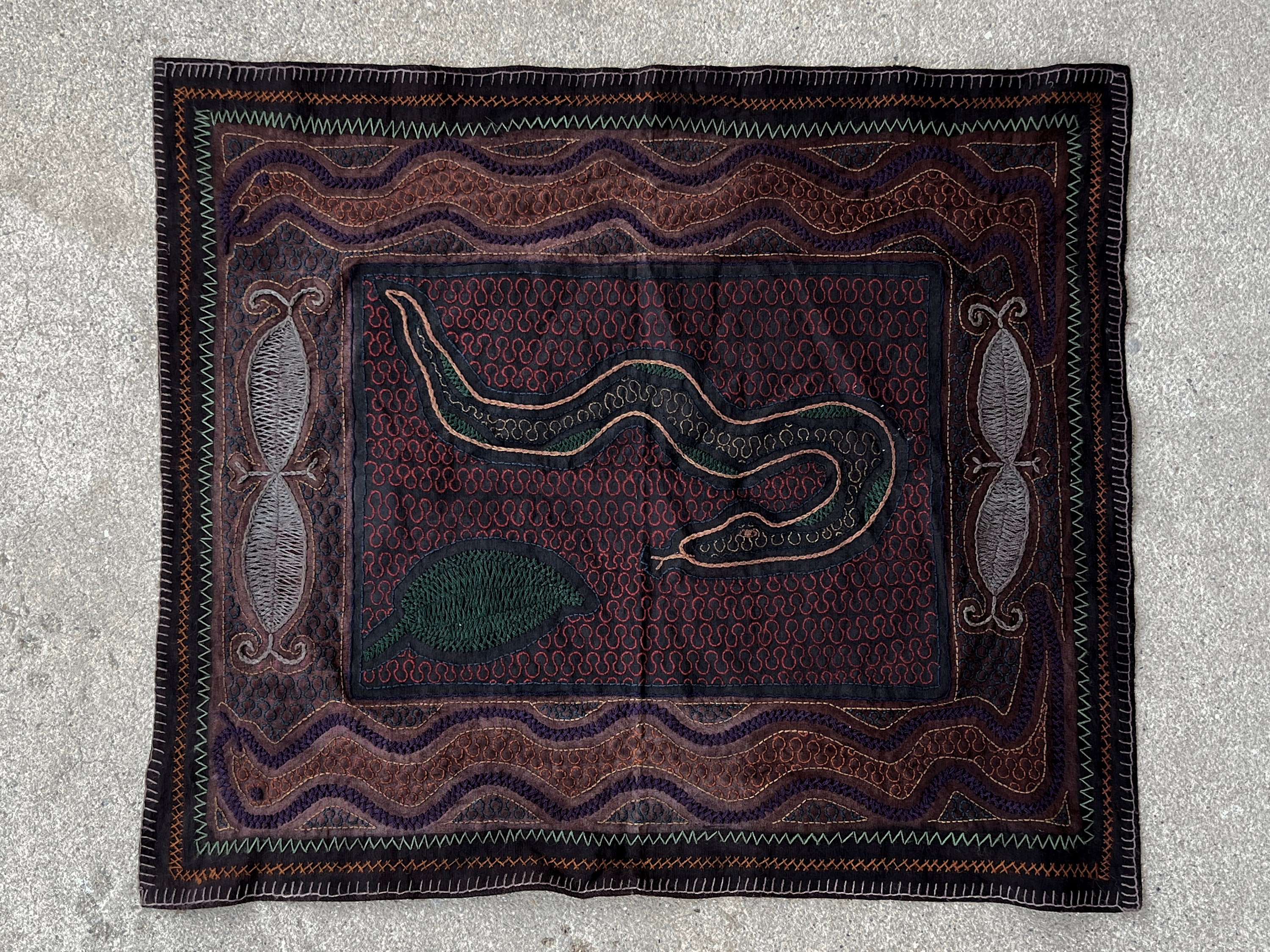 Shipibo Manta Cloth by Maestra Angela, Icaro for Tobacco with Snake, 20 ...
