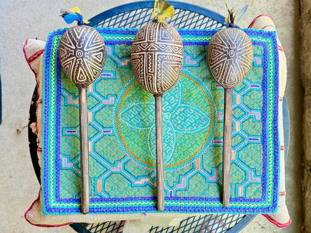 Shipibo Gourd Rattle From the Peruvian Amazon, Large Size Traditional ...