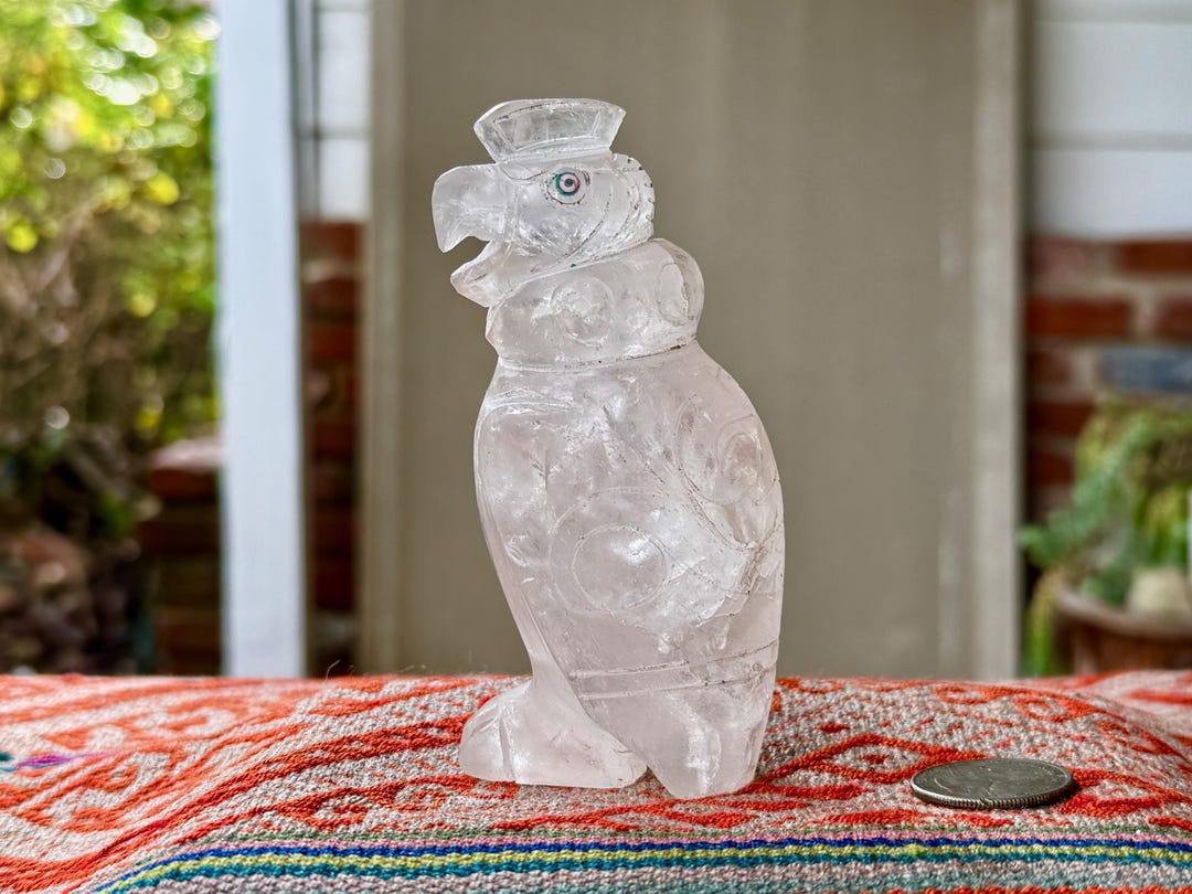 Crystal Condor Statue, Hand Carved Andean Quartz Condor for Shamanic ...
