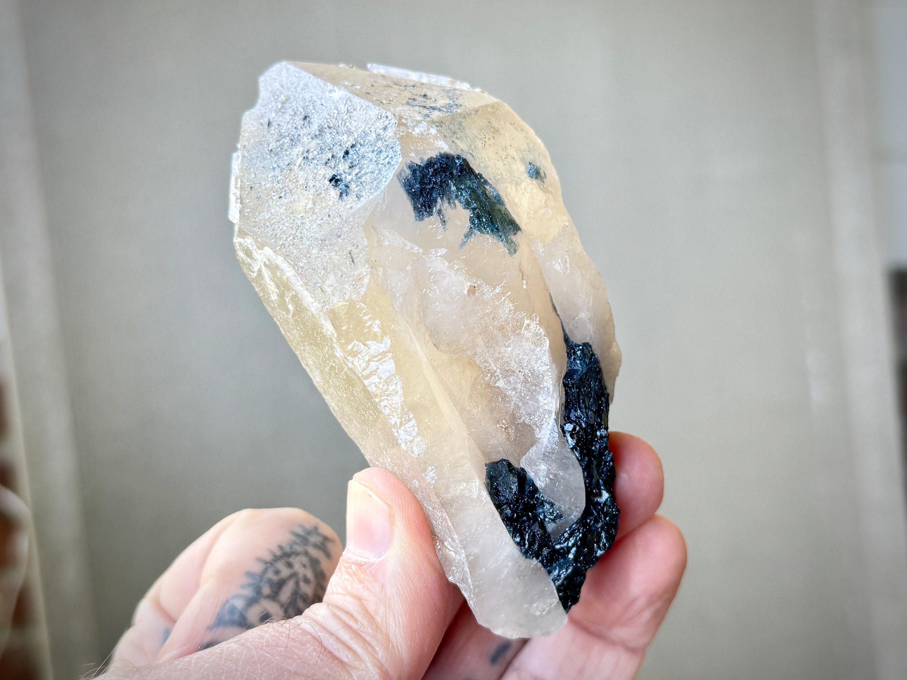 Citrine Quartz with Dark Blue Indicolite Tourmaline Inclusions, New ...