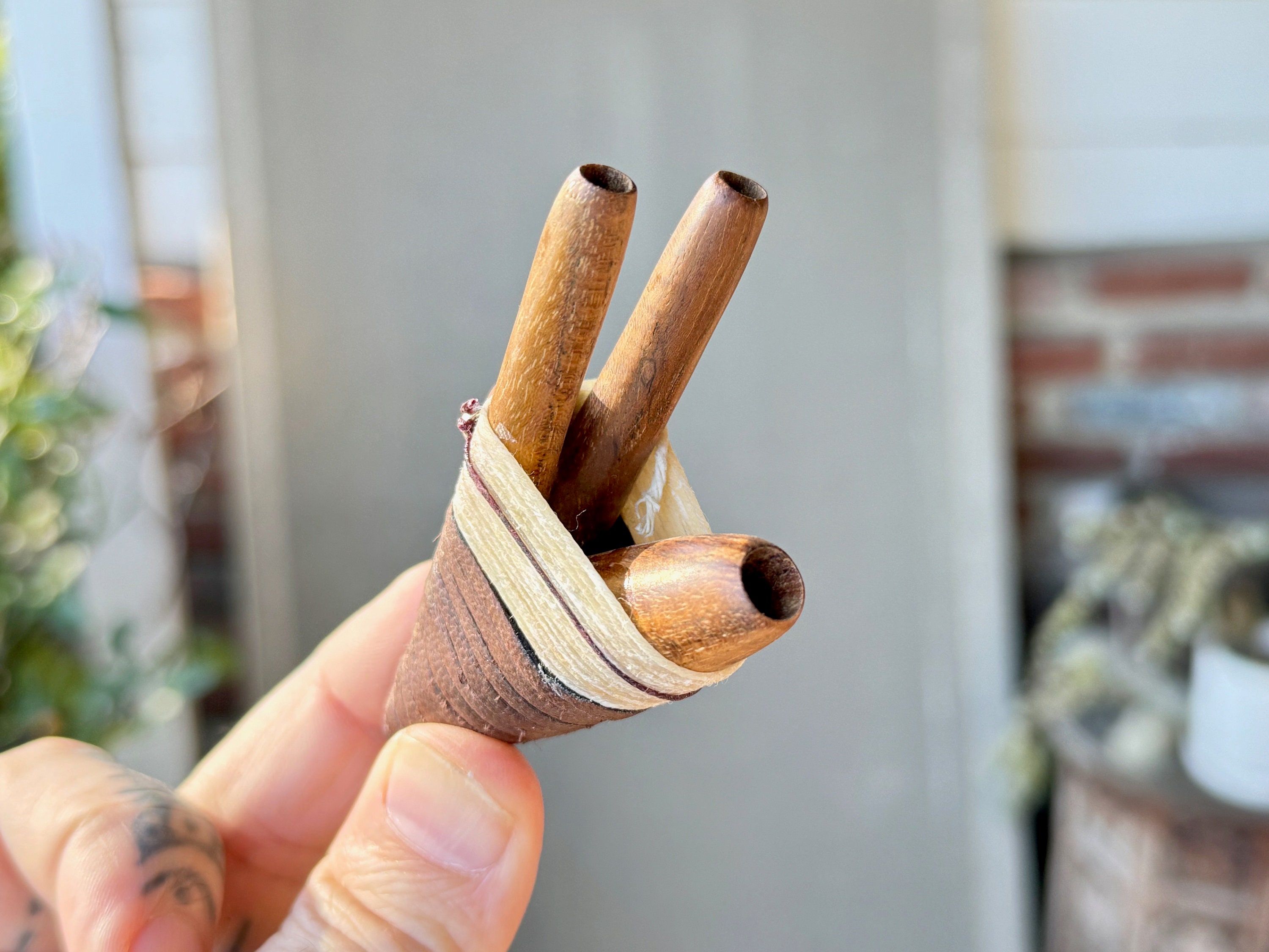 Double Kuripe Pipe, Handcrafted Natural Wood Double Barrel Kuripe with ...