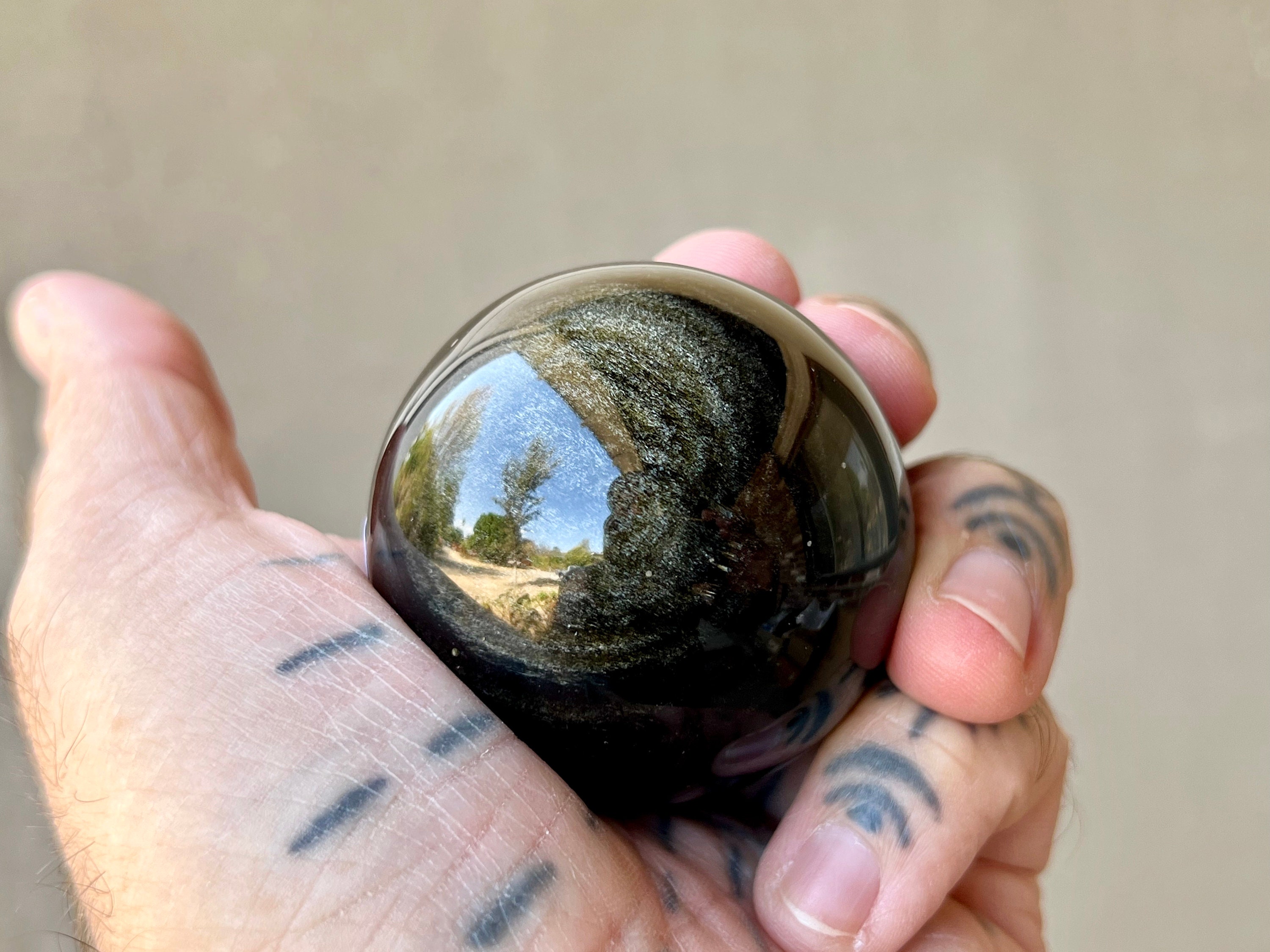 Obsidian Sphere, 2 Silver Sheen Obsidian Crystal Ball, Protection ...