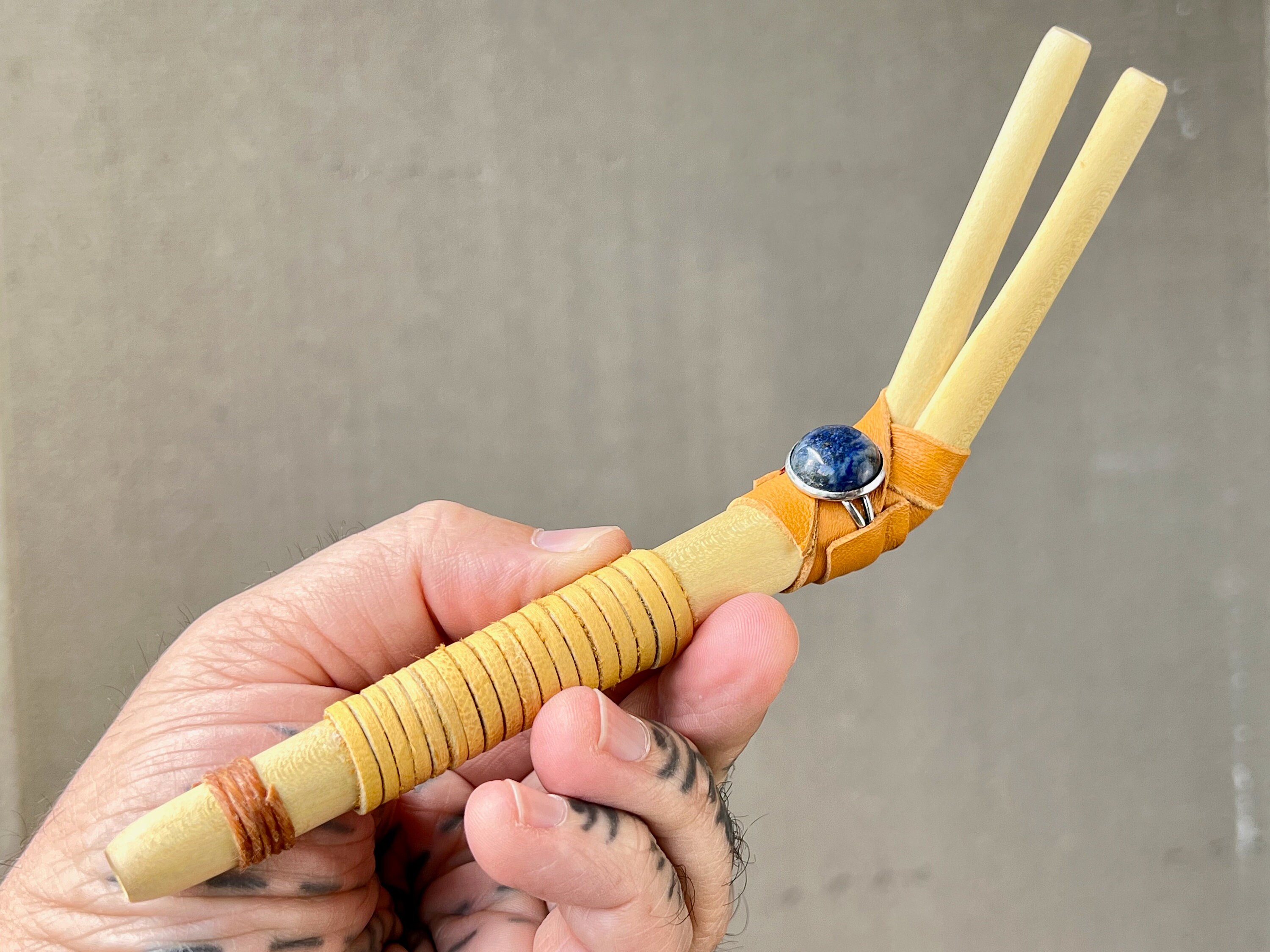 Double Tepi Pipe with Lapis Lazuli, Handcrafted Wooden Double Tepi ...