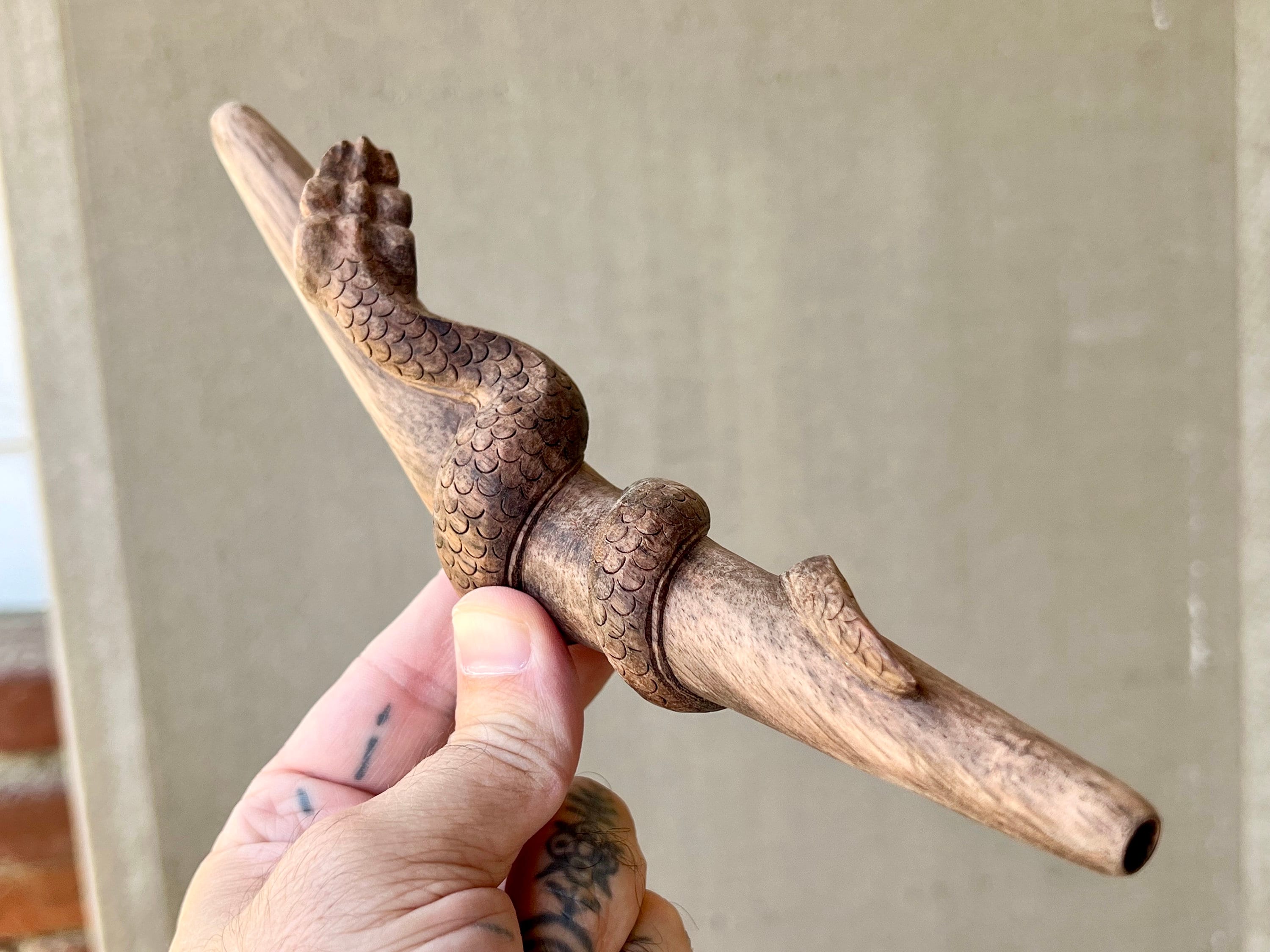 Tepi Pipe, Solid Wood Snake Tepi, Beautifully Hand Carved from a Single ...