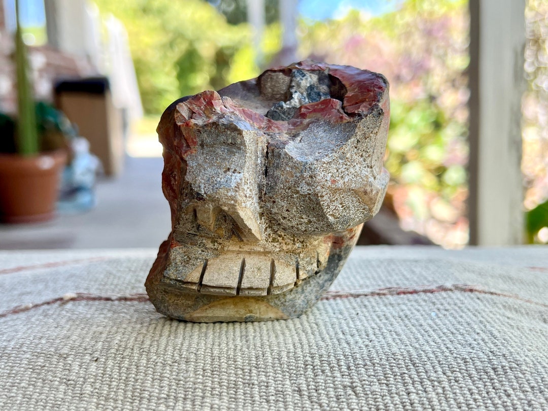 Carved Stone Skull, Stone Skull Geode From Peru, Rare Old Stock ...