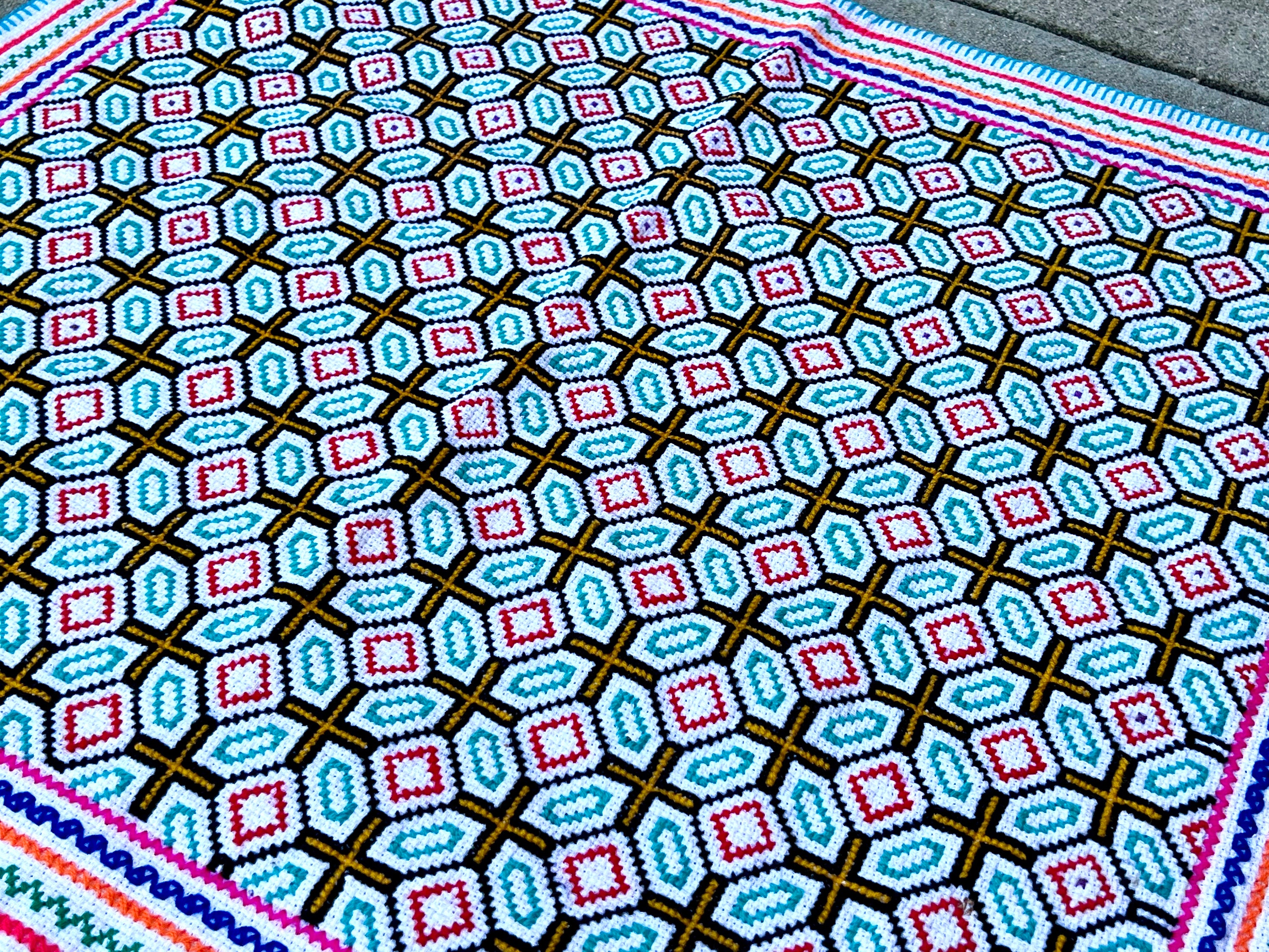 Shipibo Manta Cloth by Maestra Mathilde, Icaro for Kambo, 21.5 x 24 ...