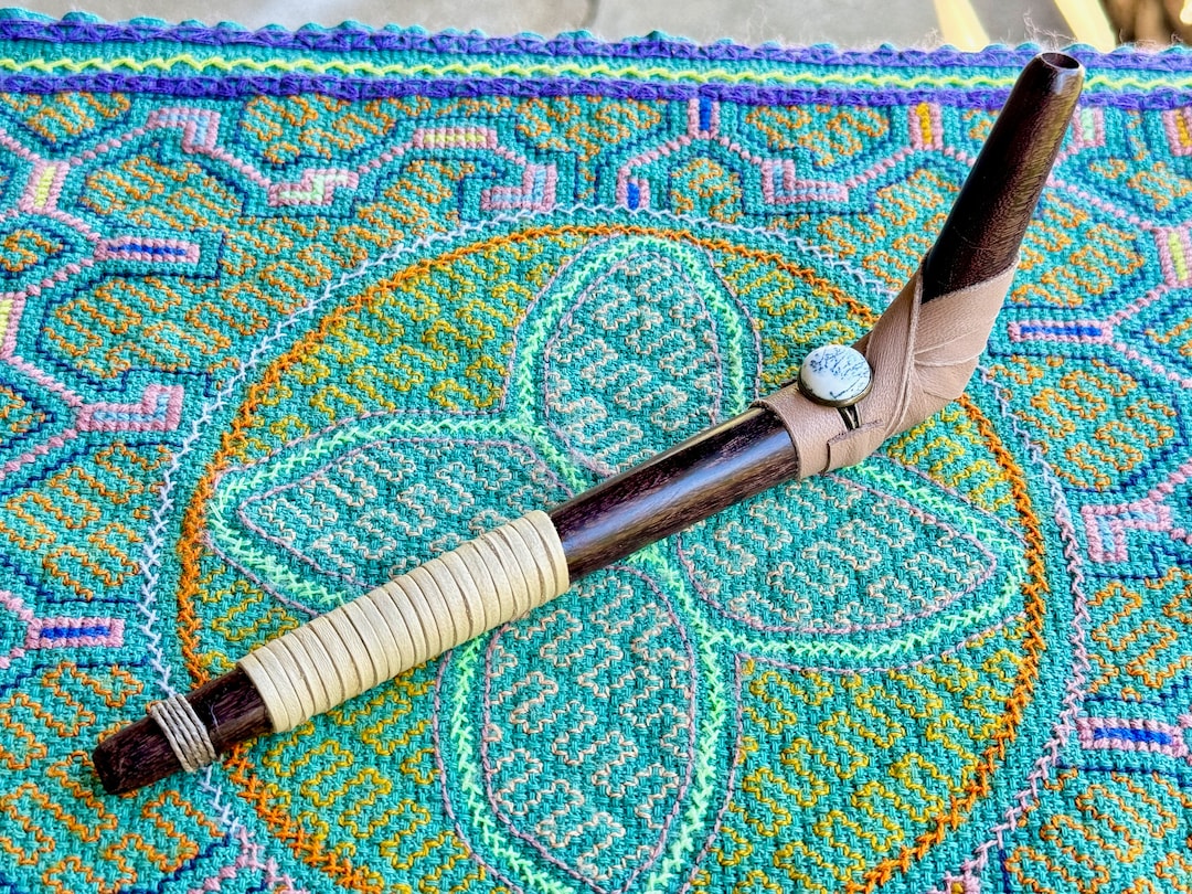 Tepi Pipe With Dendritic Opal, Natural Dark Wood Tepi Pipe, Handcrafted ...