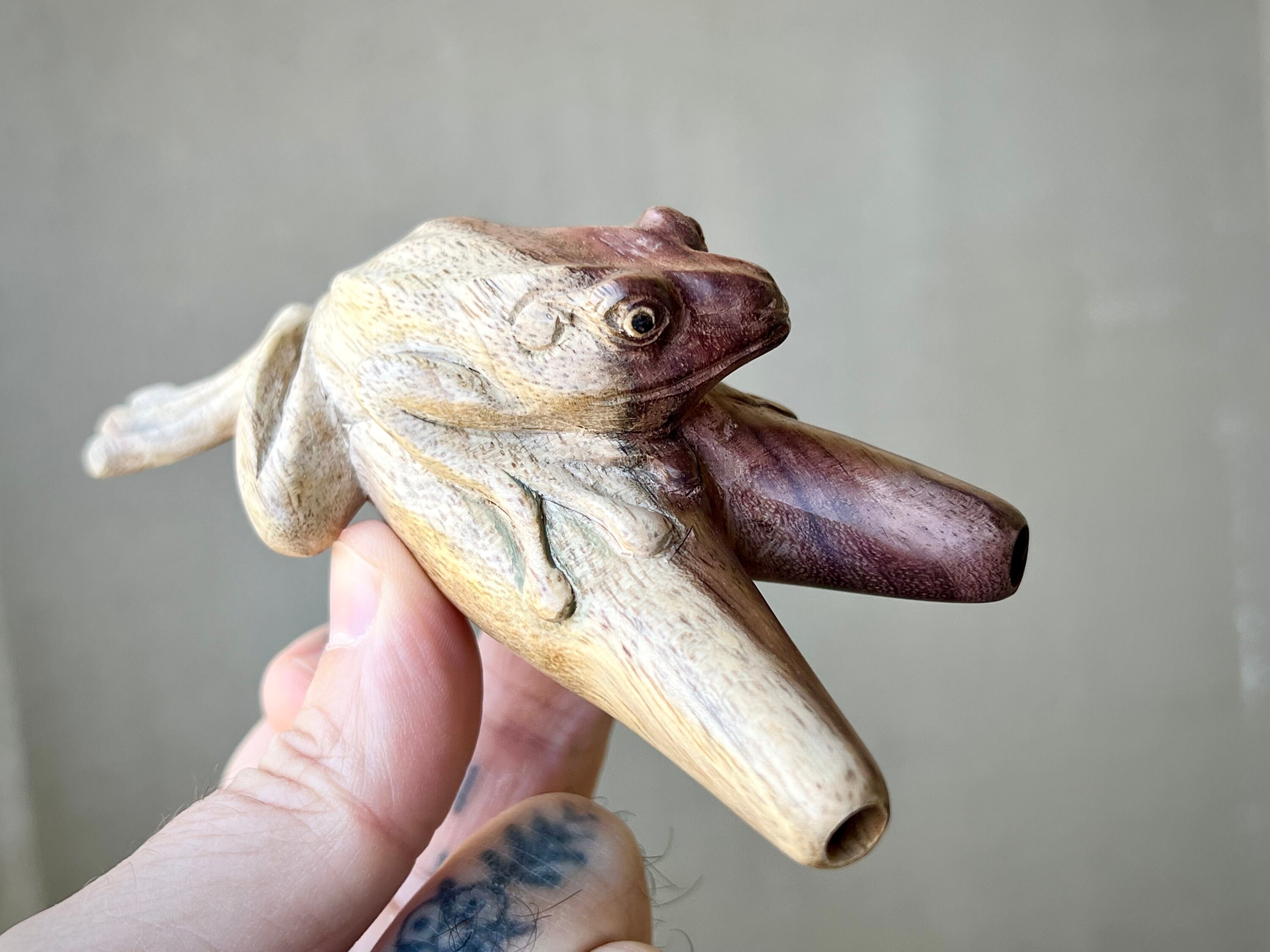 Frog Totem Kuripe, Solid Wood Single Block Kuripe, Hand Carved from a ...