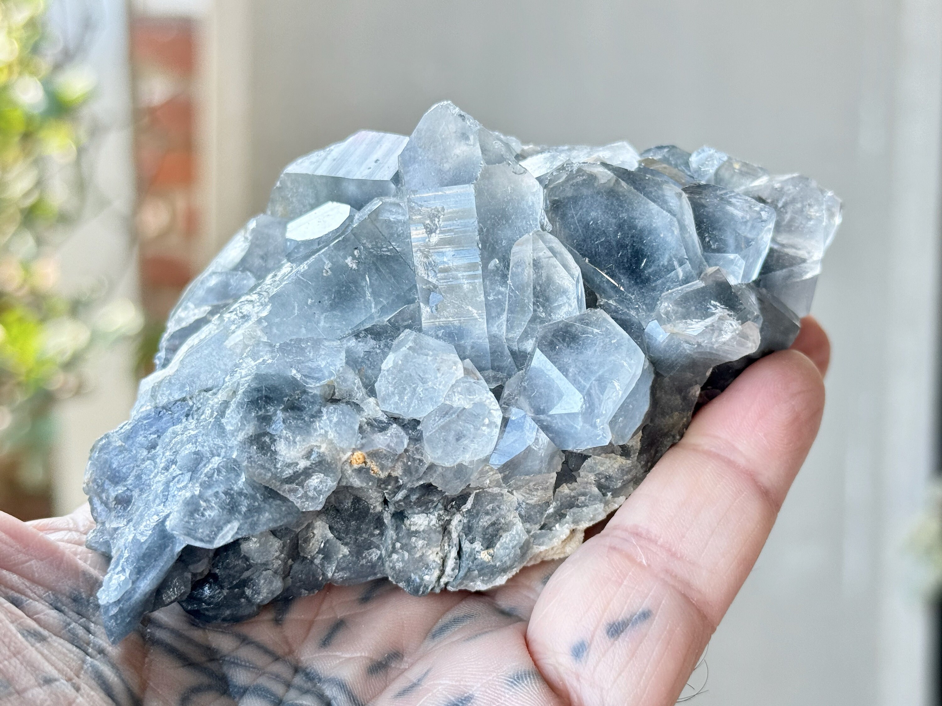 Blue Tara Quartz Cluster with Vibrant Blue Riebeckite Inclusions, New ...