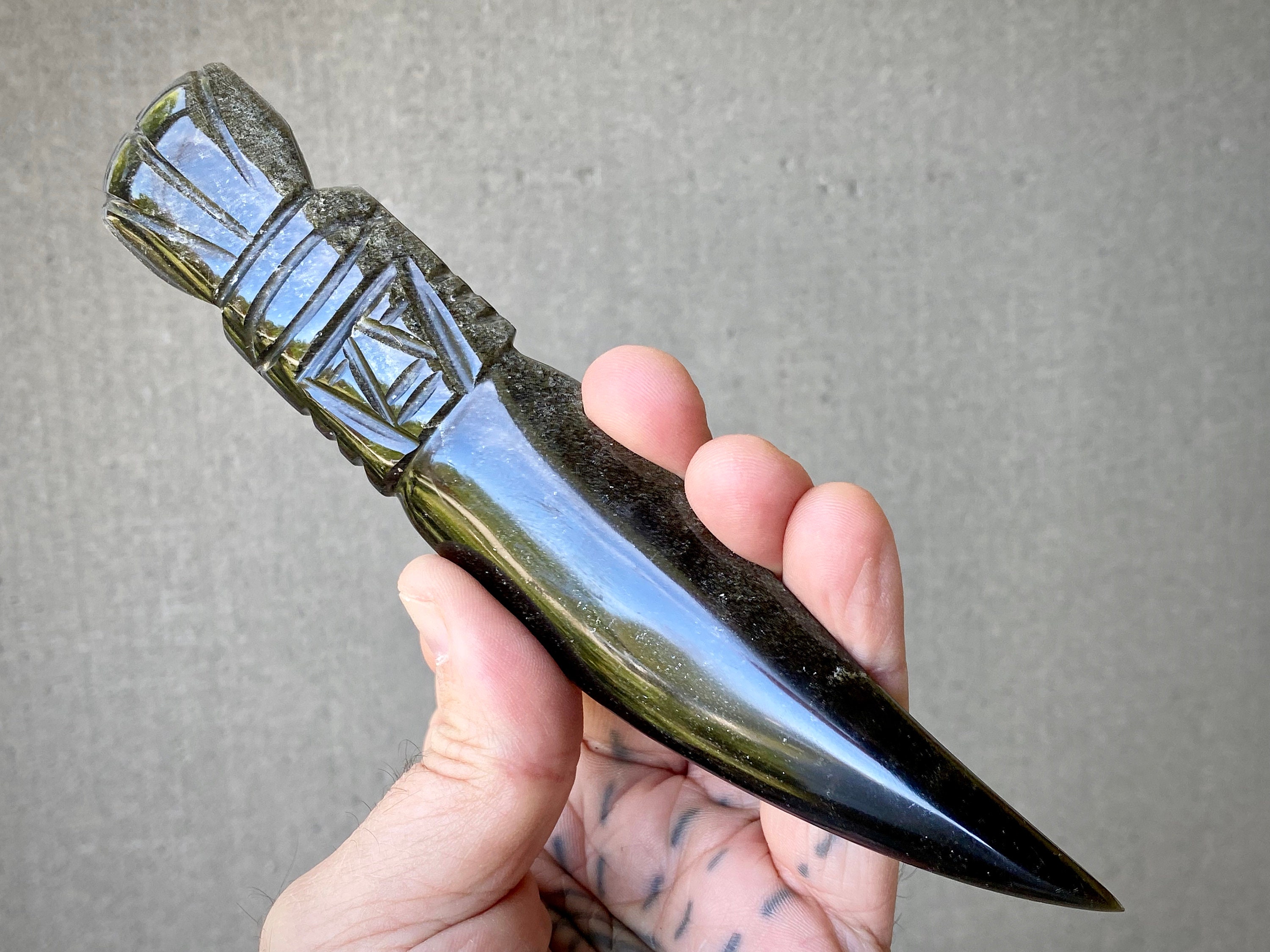 Ceremonial Dagger for Energetic Cord Cutting, Silver Sheen Obsidian ...